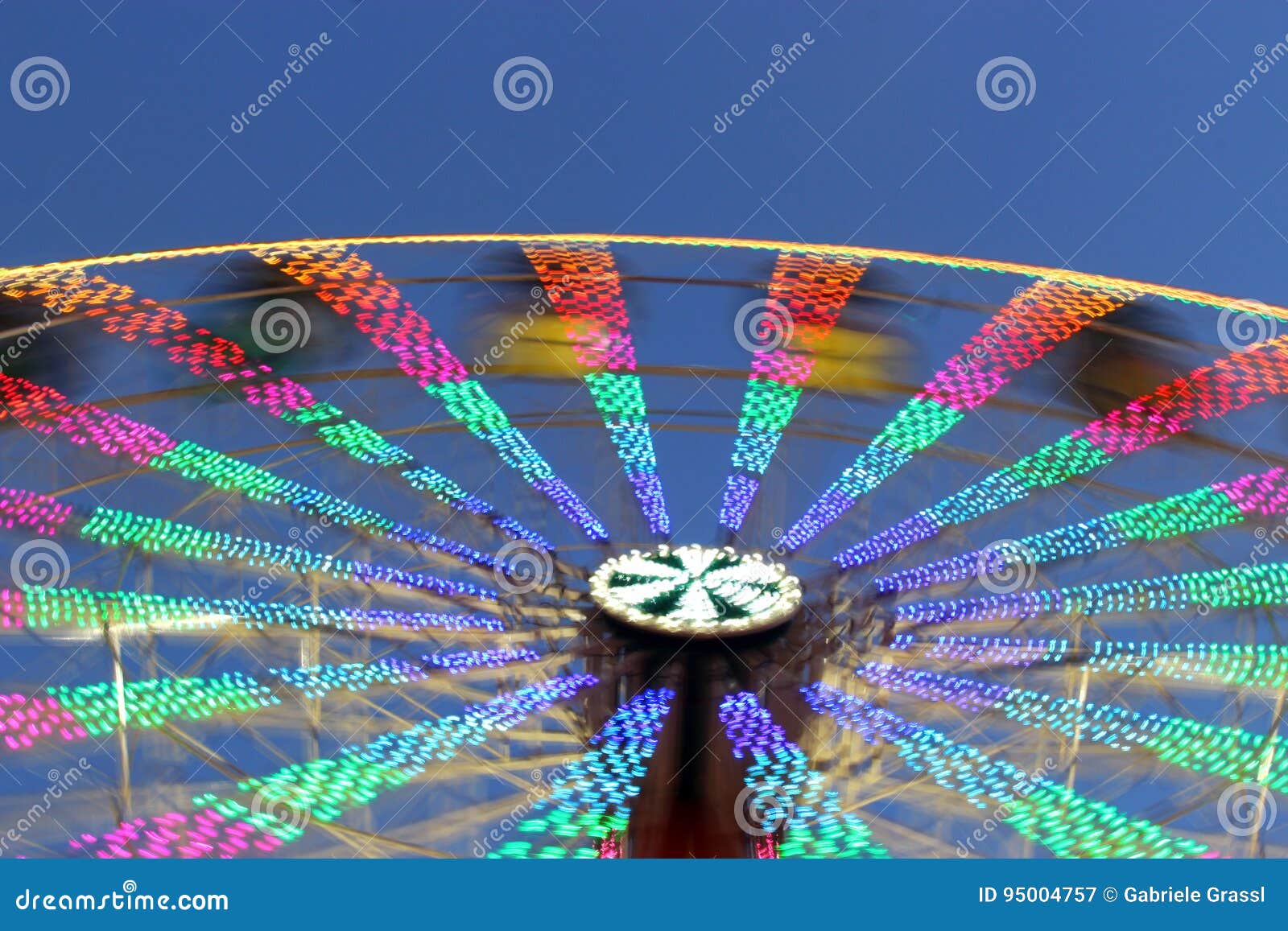 Enlighted Giant Wheel in Motion, at Sunset Stock Image - Image of fair ...