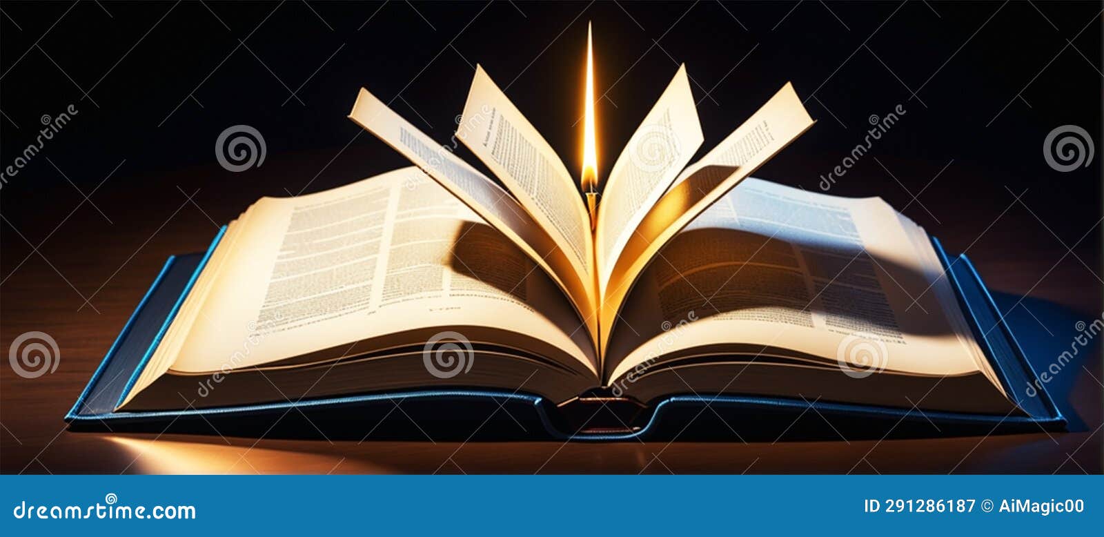 Enlightening Pages Torch on an Open Book Stock Illustration ...