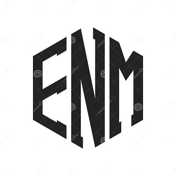 ENM Logo Design. Initial Letter ENM Monogram Logo Using Hexagon Shape ...