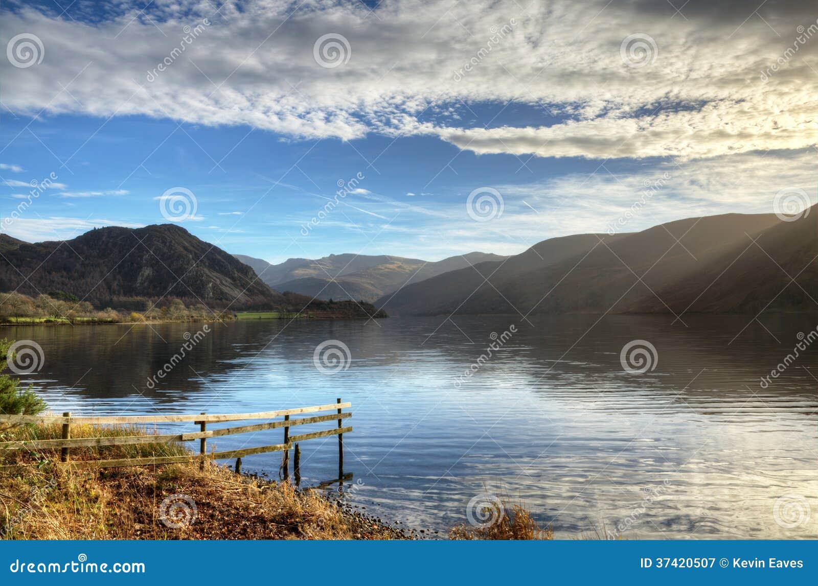 Ennerdale Water with Foreground Fence Stock Image - Image of ripples ...