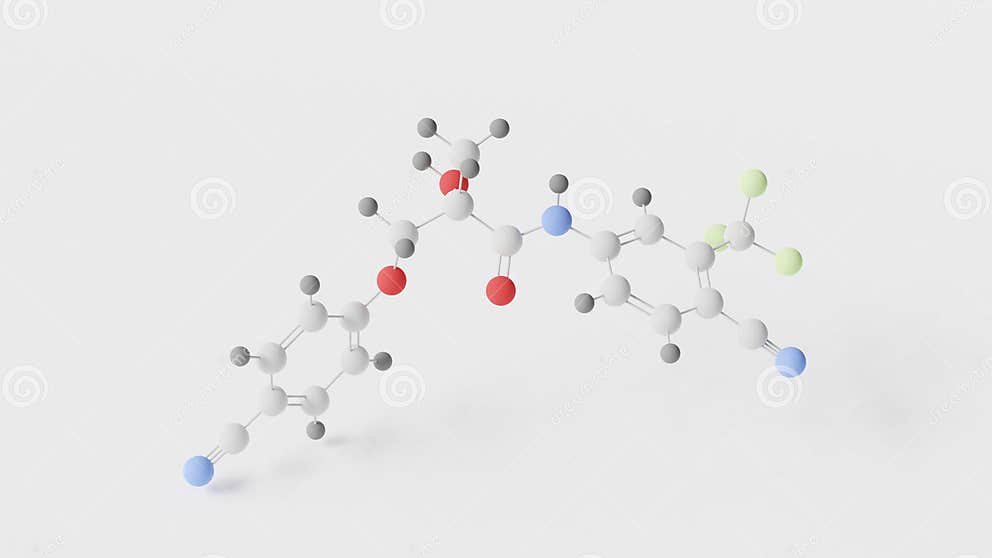 Enobosarm Molecule 3d, Molecular Structure, Ball and Stick Model ...
