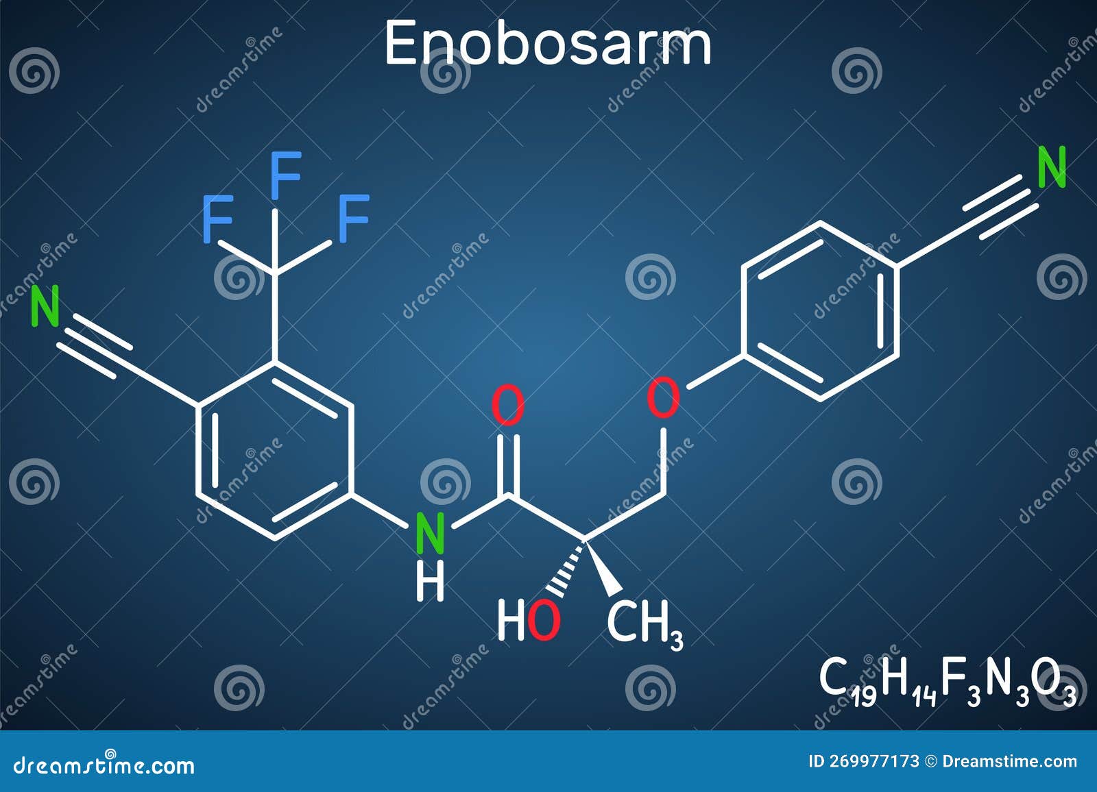 Enobosarm, Ostarine Molecule. Structural Chemical Formula on the Dark ...