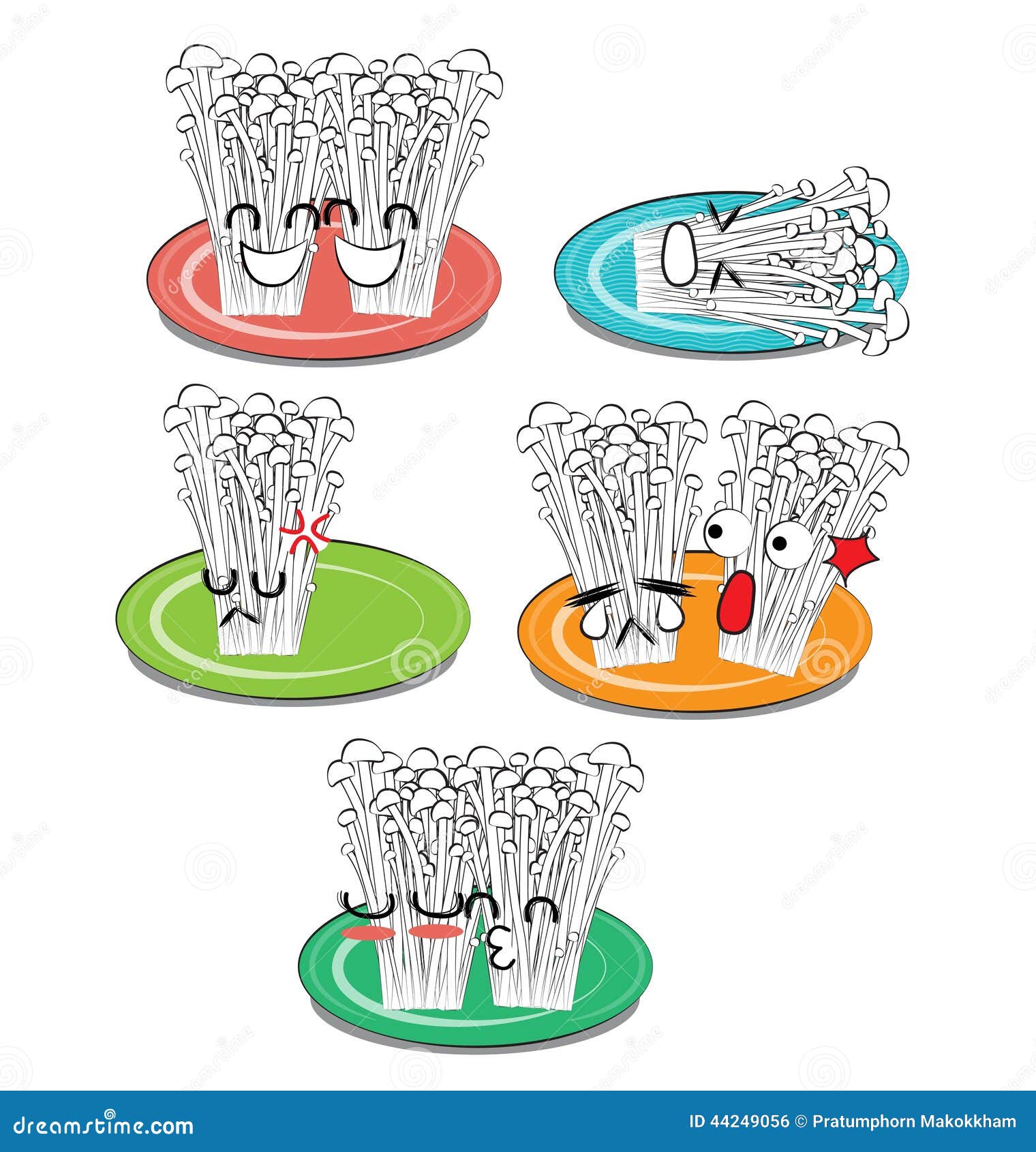 Enoki Mushroom Graphic Vector Frame | CartoonDealer.com #267725598