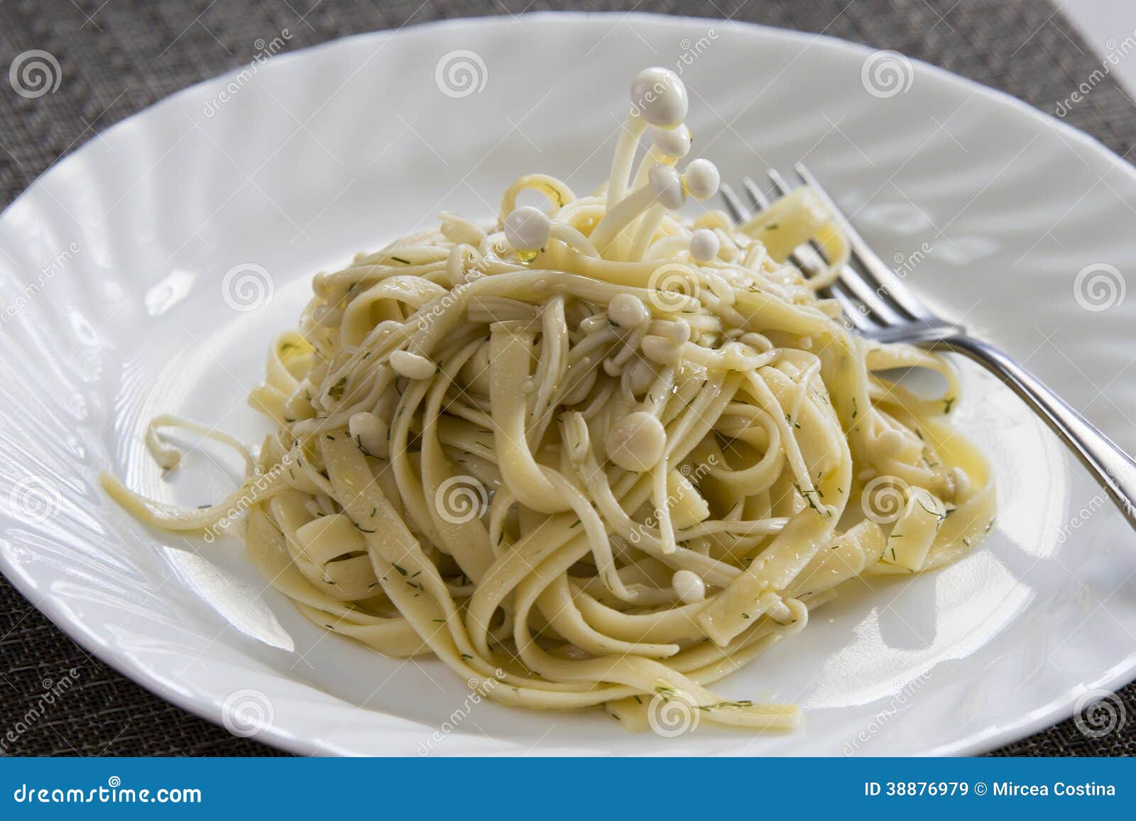 Enoki Mushroom with pasta stock image. Image of green - 38876979