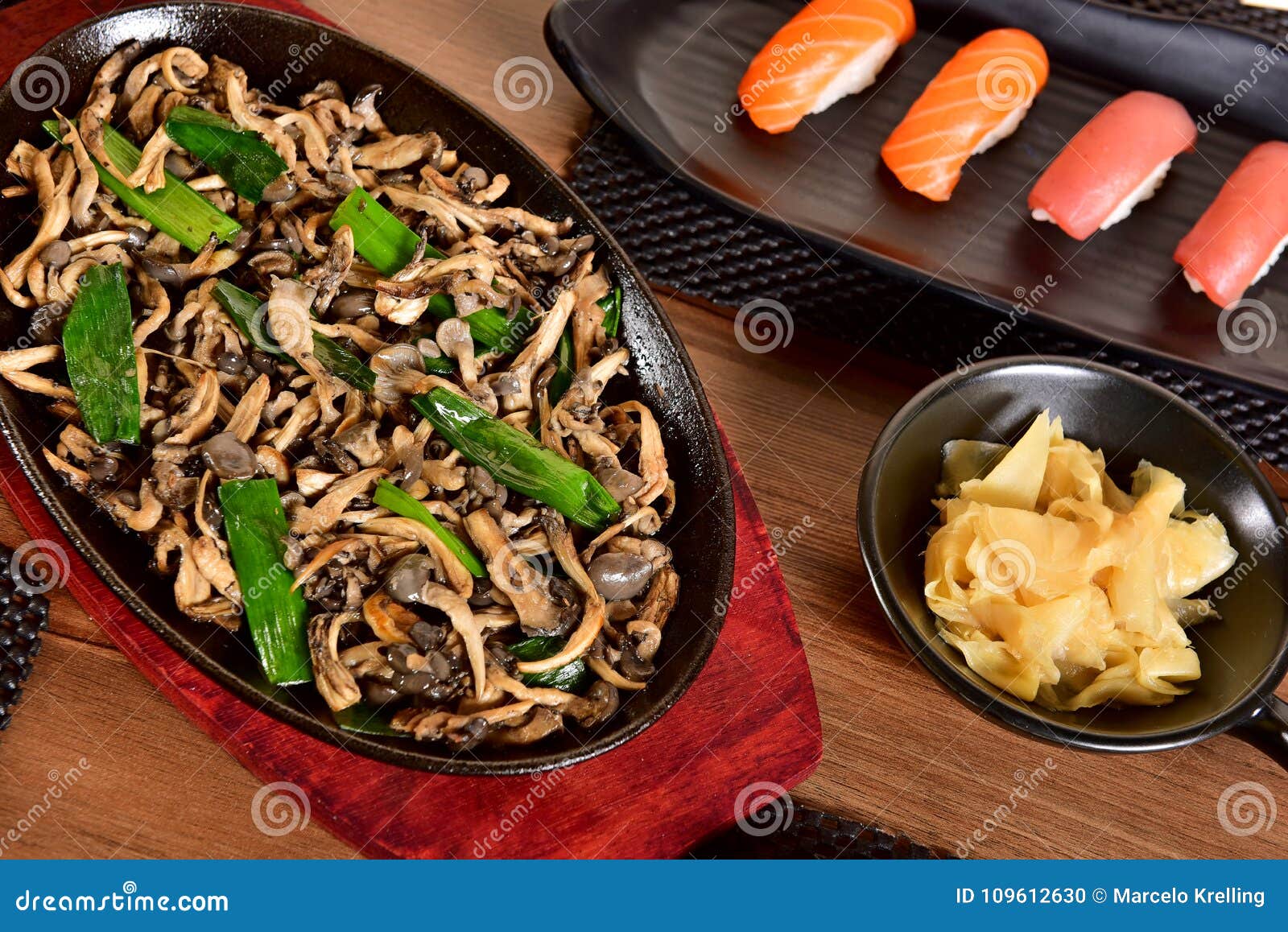 Enoki mushrooms grilled stock photo. Image of food, dish - 109612630