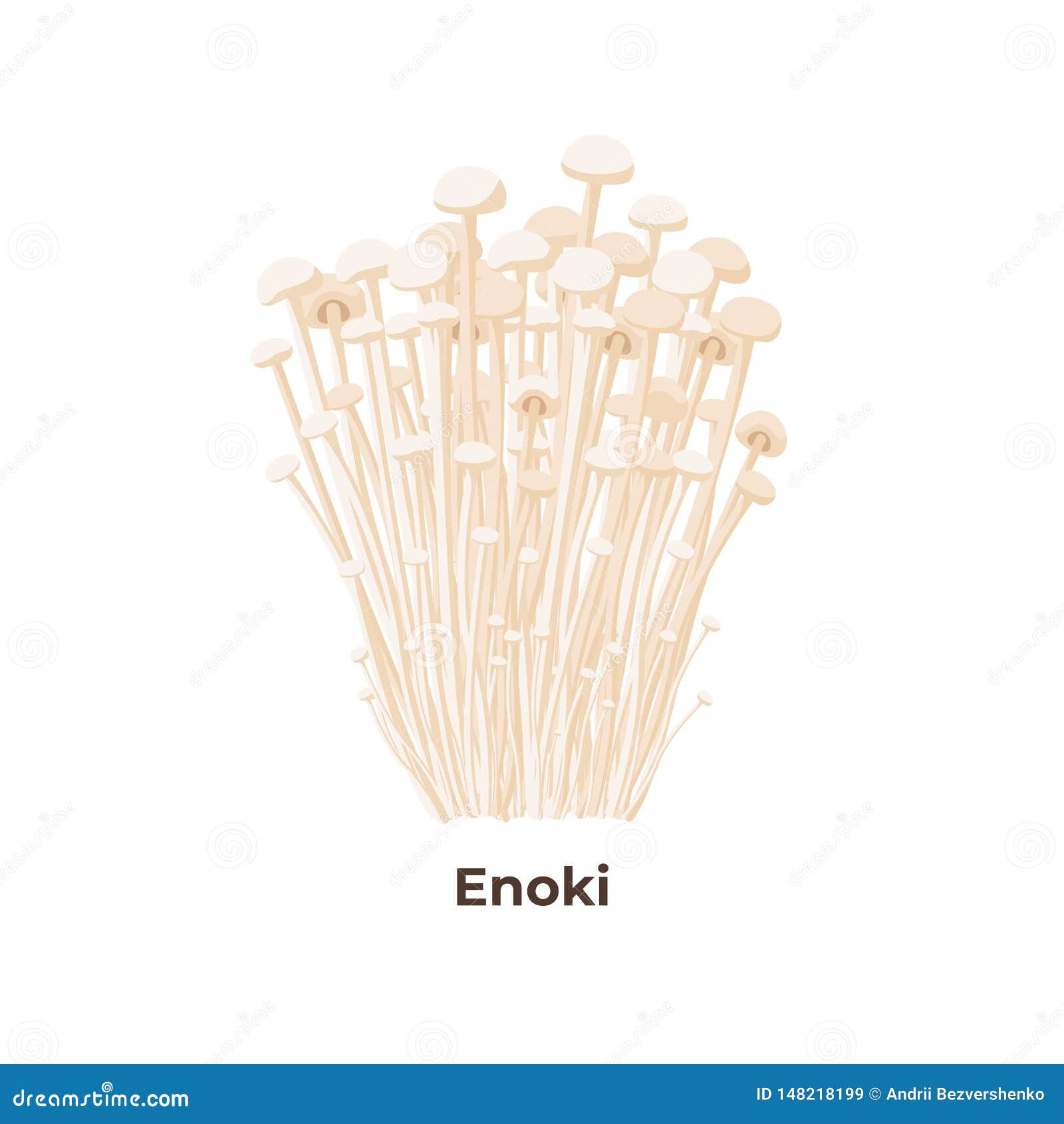 Enoki Mushrooms . Flat Cartoon Vector Illustration Isolated On White ...