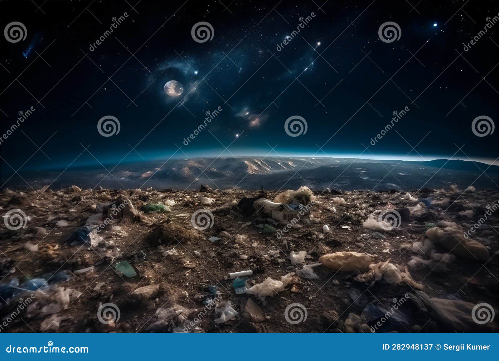 Enormous Garbage Pile Reaching Outer Space Showing Pollution Problems ...