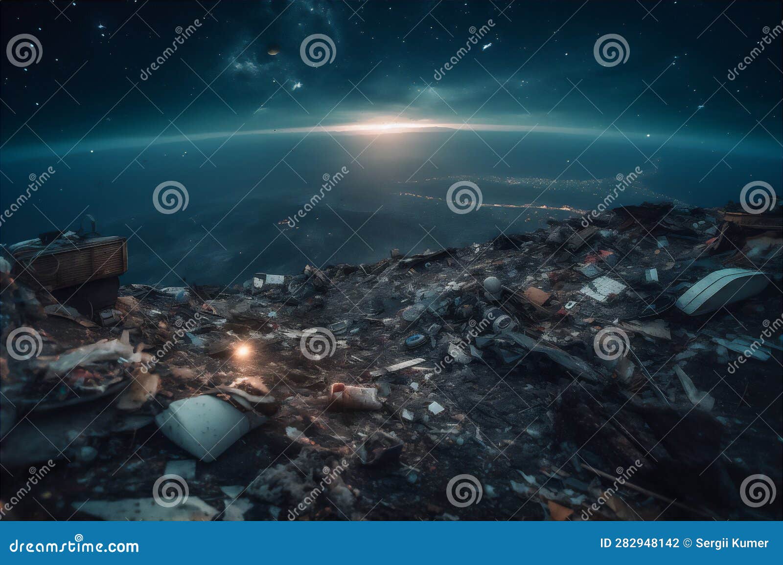 Enormous Garbage Pile Reaching Outer Space Showing Pollution Problems ...