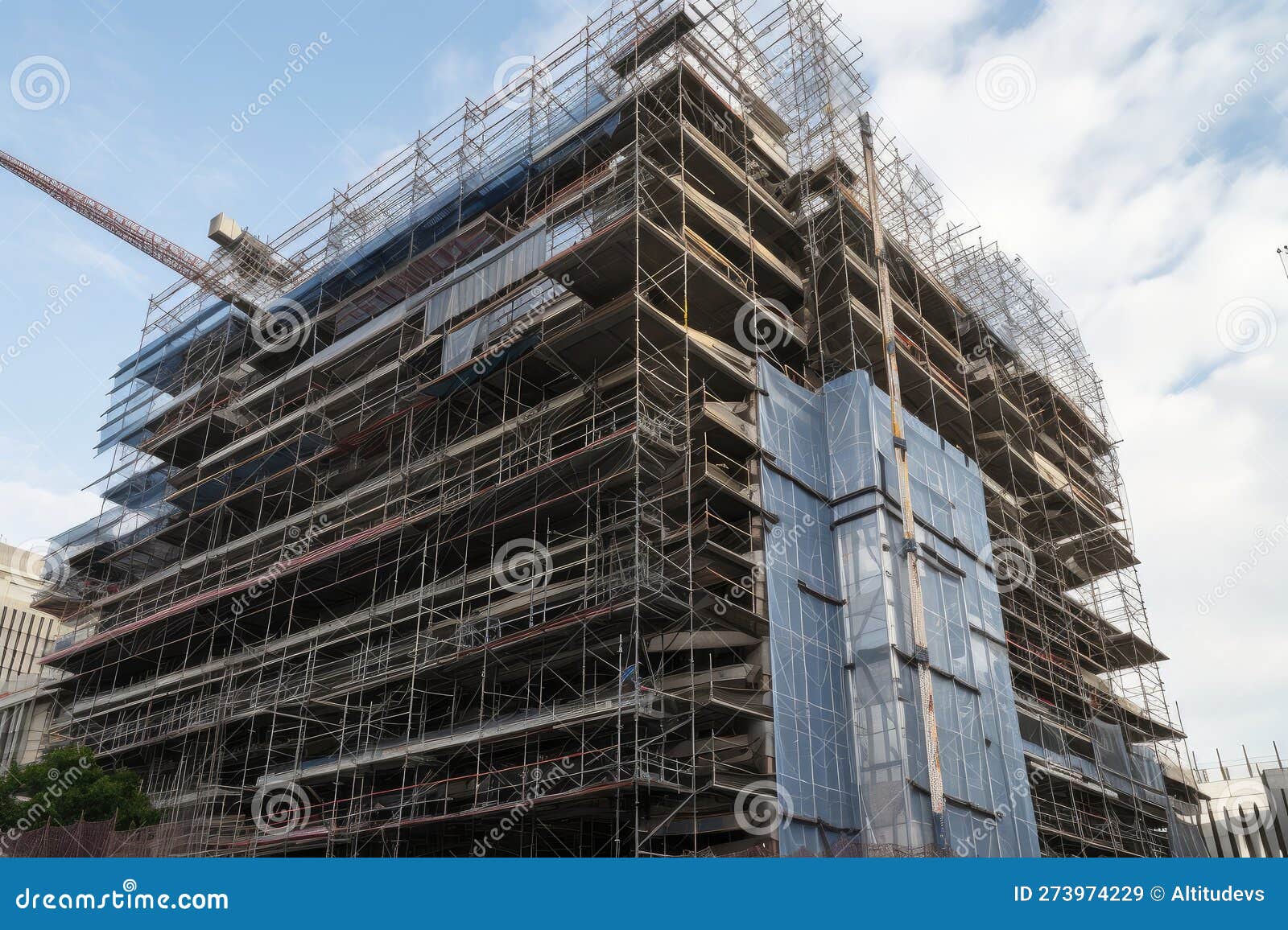 Enormous Structure of Skyscraper, with Scaffolding and Construction ...