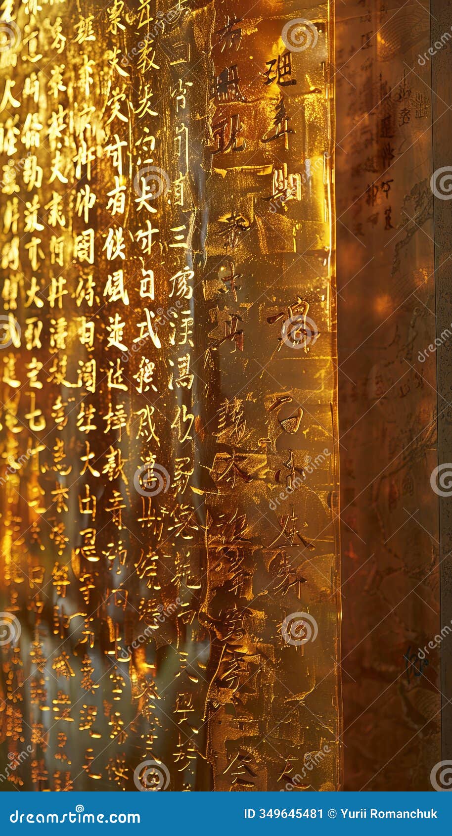 Enormous Transparent Ancient Scroll with Elegant Chinese Calligraphy ...