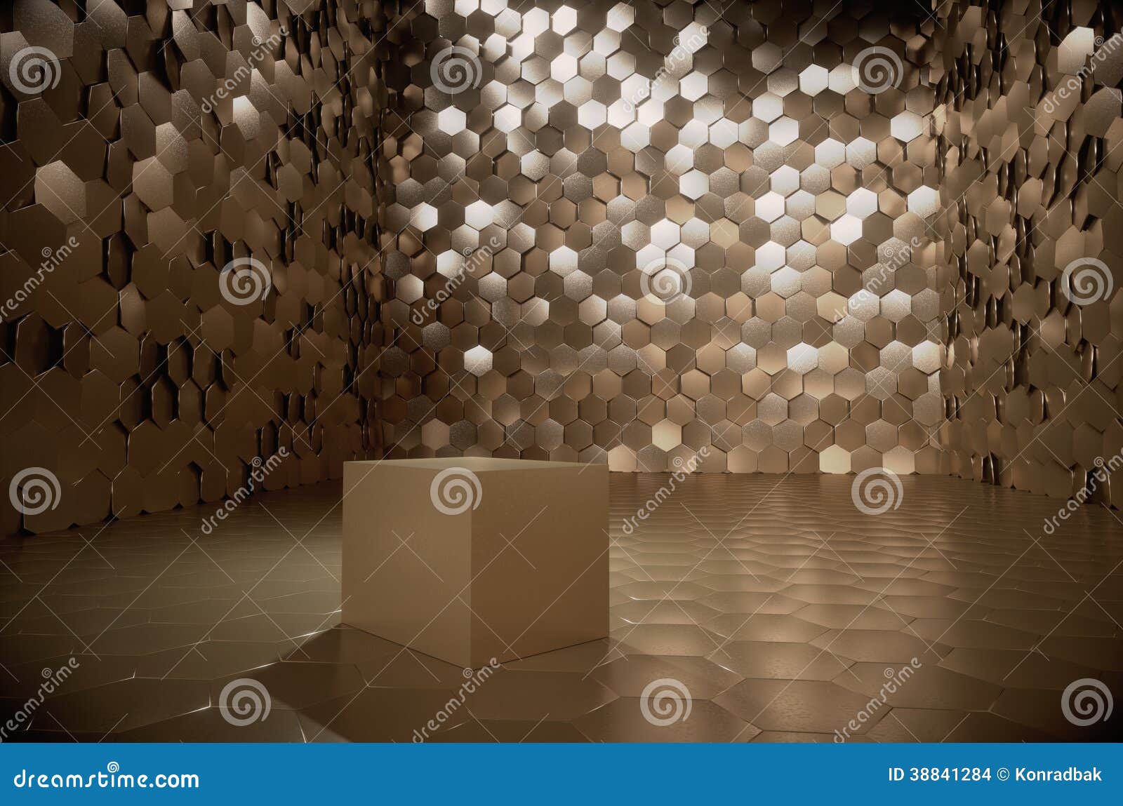 Enormous Vault with Golden Walls Stock Photo - Image of abstract ...
