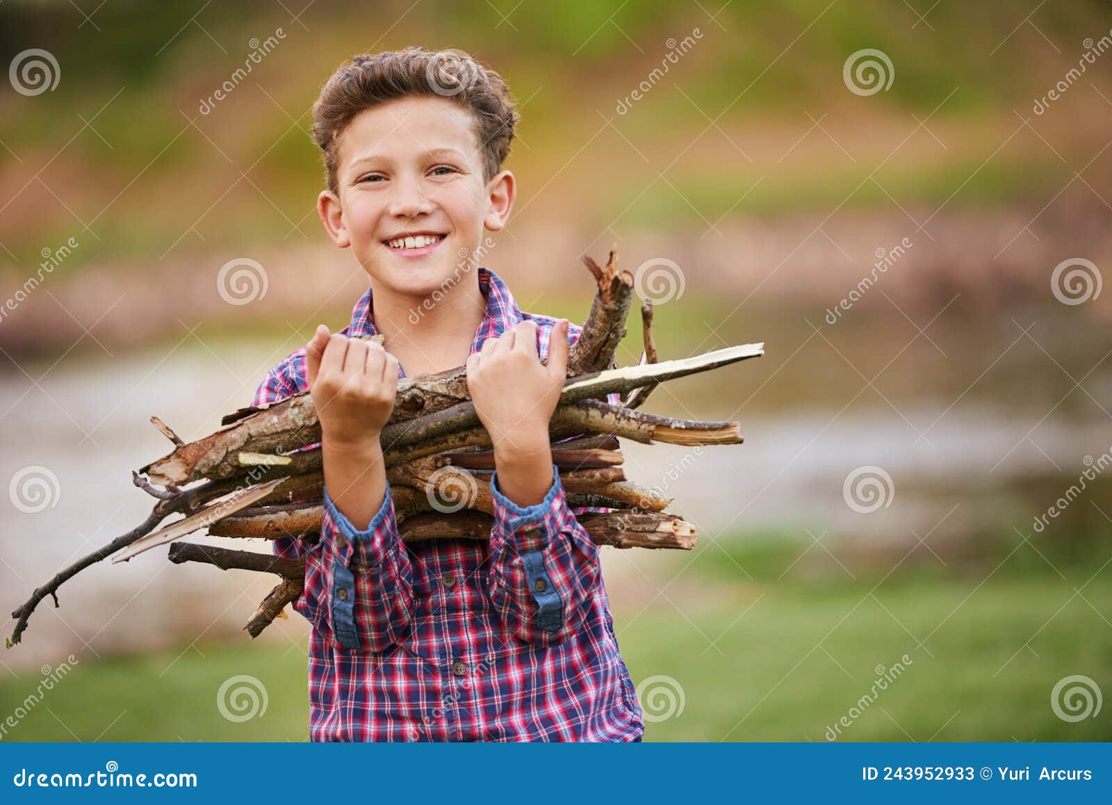 Is this Enough Wood. Portrait of a Young Boy Carrying a Bundle of ...