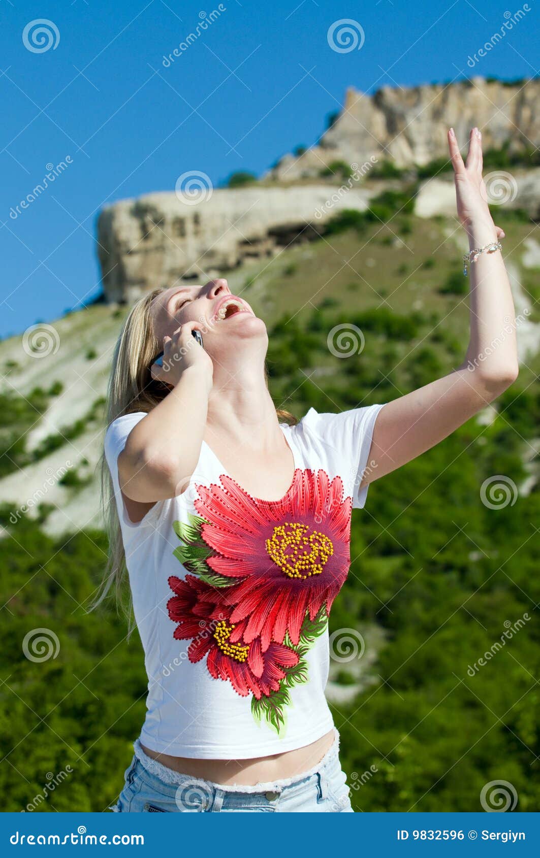 Enraptured Girl Speaking on the Mobile Stock Photo - Image of mobile ...