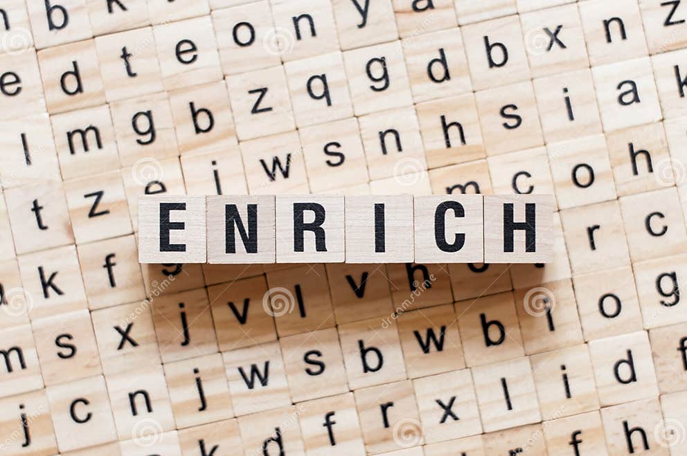 Enrich Word Concept on Cubes Stock Image - Image of family, concept ...