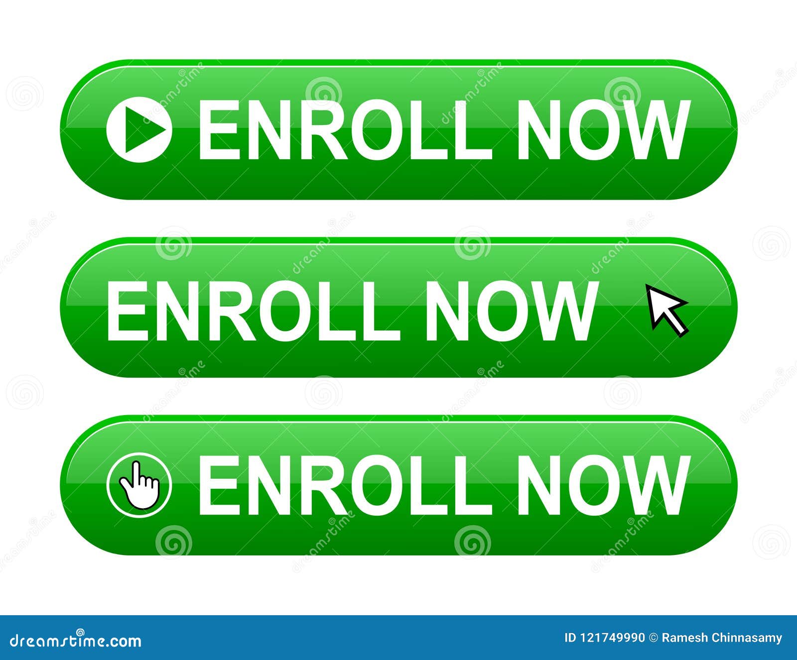 Enroll now button stock vector. Illustration of icons - 121749990