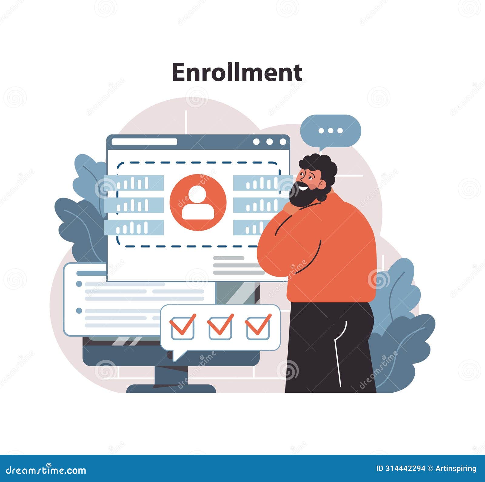 Enrollment Process Concept. Flat Vector Stock Vector - Illustration of ...
