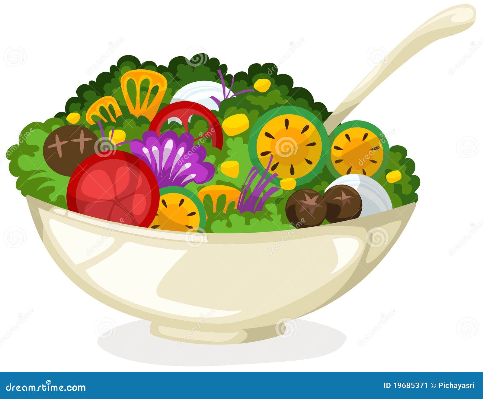 Ensalada ilustración del vector. Ilustración de coma - 19685371