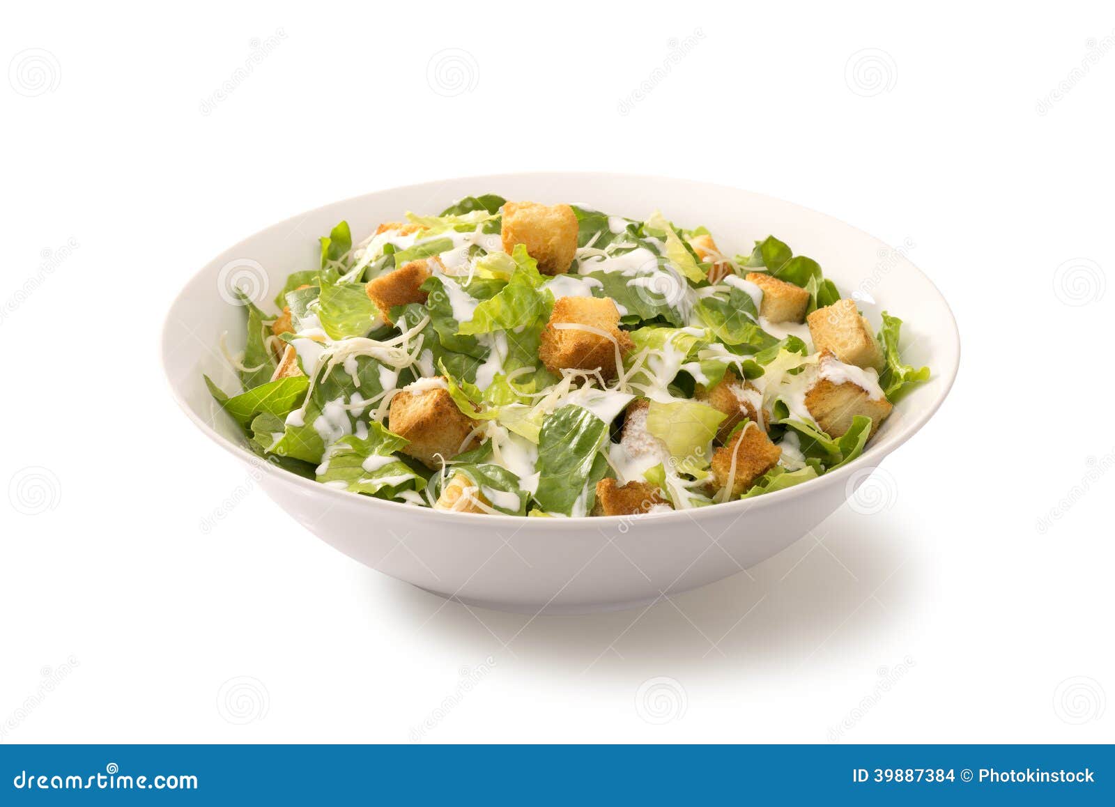 Ensalada César En Una Placa Blanca Foto de archivo - Imagen de blanco ...