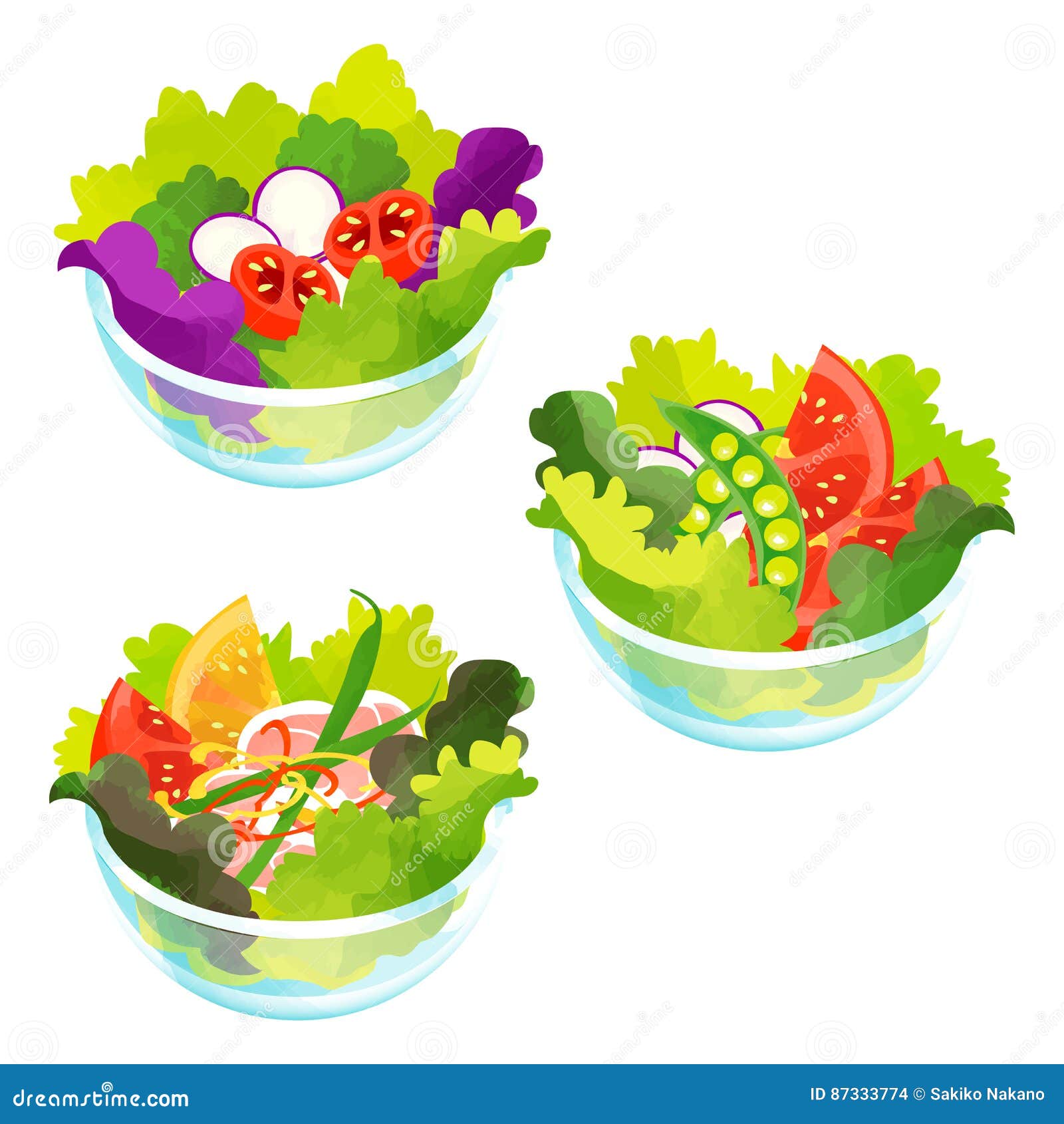 Ensaladas de la mezcla ilustración del vector. Ilustración de vivo ...
