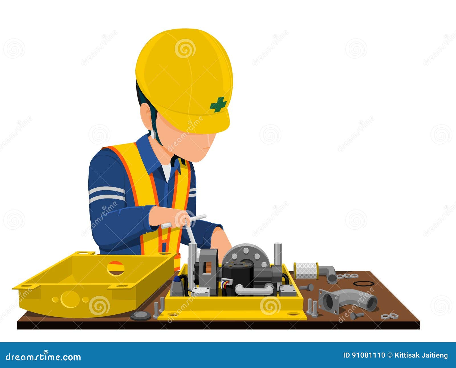 Ensamblaje ilustración del vector. Ilustración de pesado - 91081110