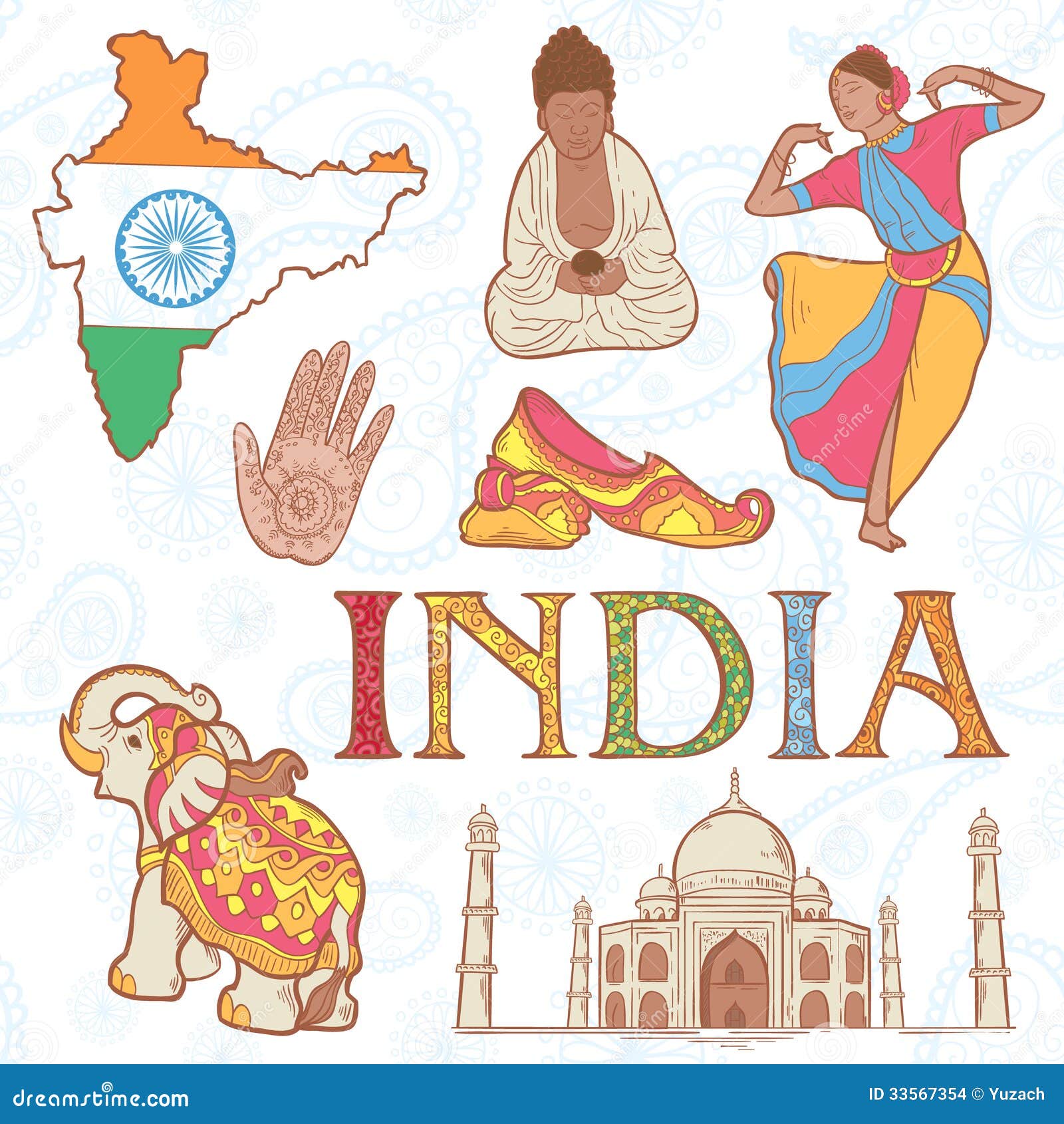 Ensemble Coloré Indien De Symboles Images stock - Image: 33567354