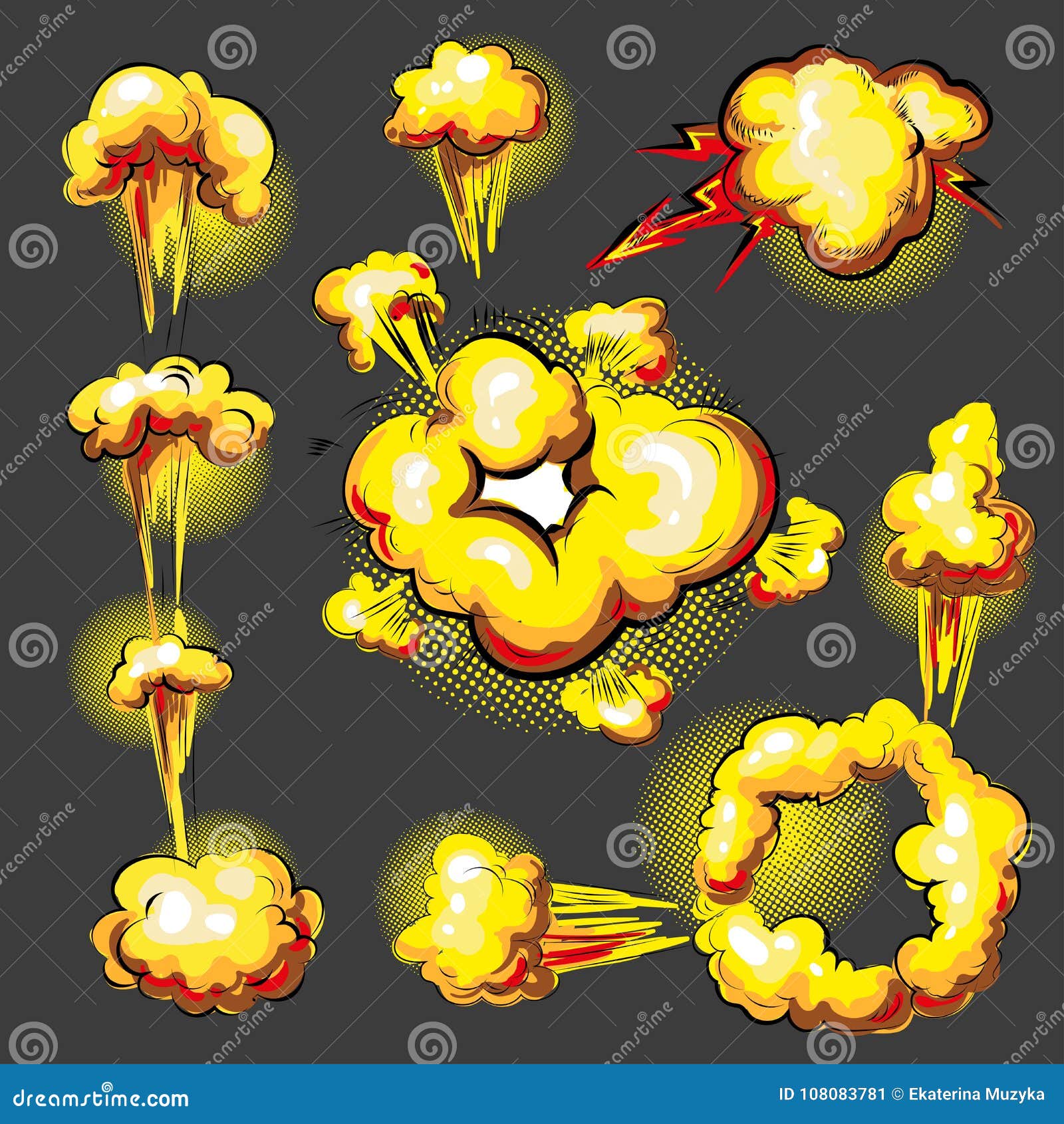 Ensemble Comique D'animation D'effet D'explosion De Style D'art De ...