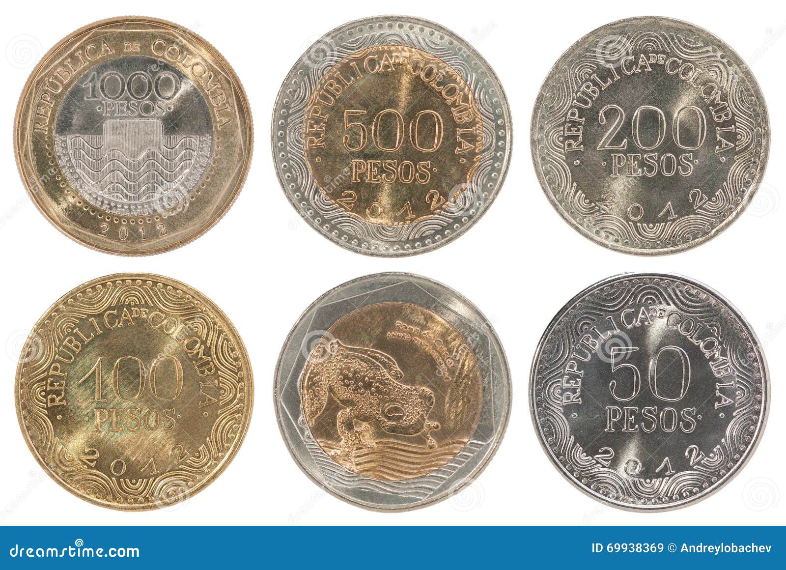Ensemble Complet De Pièce De Monnaie De Pesos De La Colombie Image ...