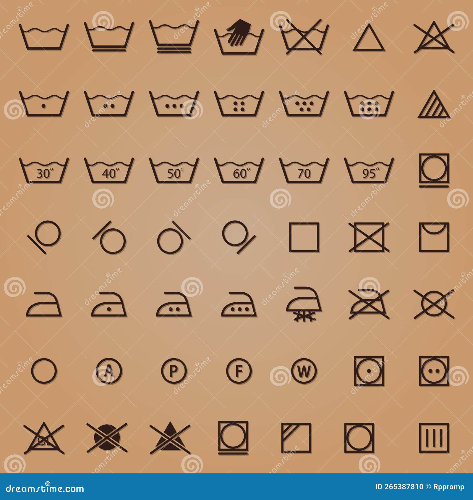 Ensemble Complet De Symboles De Lessive Illustration de Vecteur ...