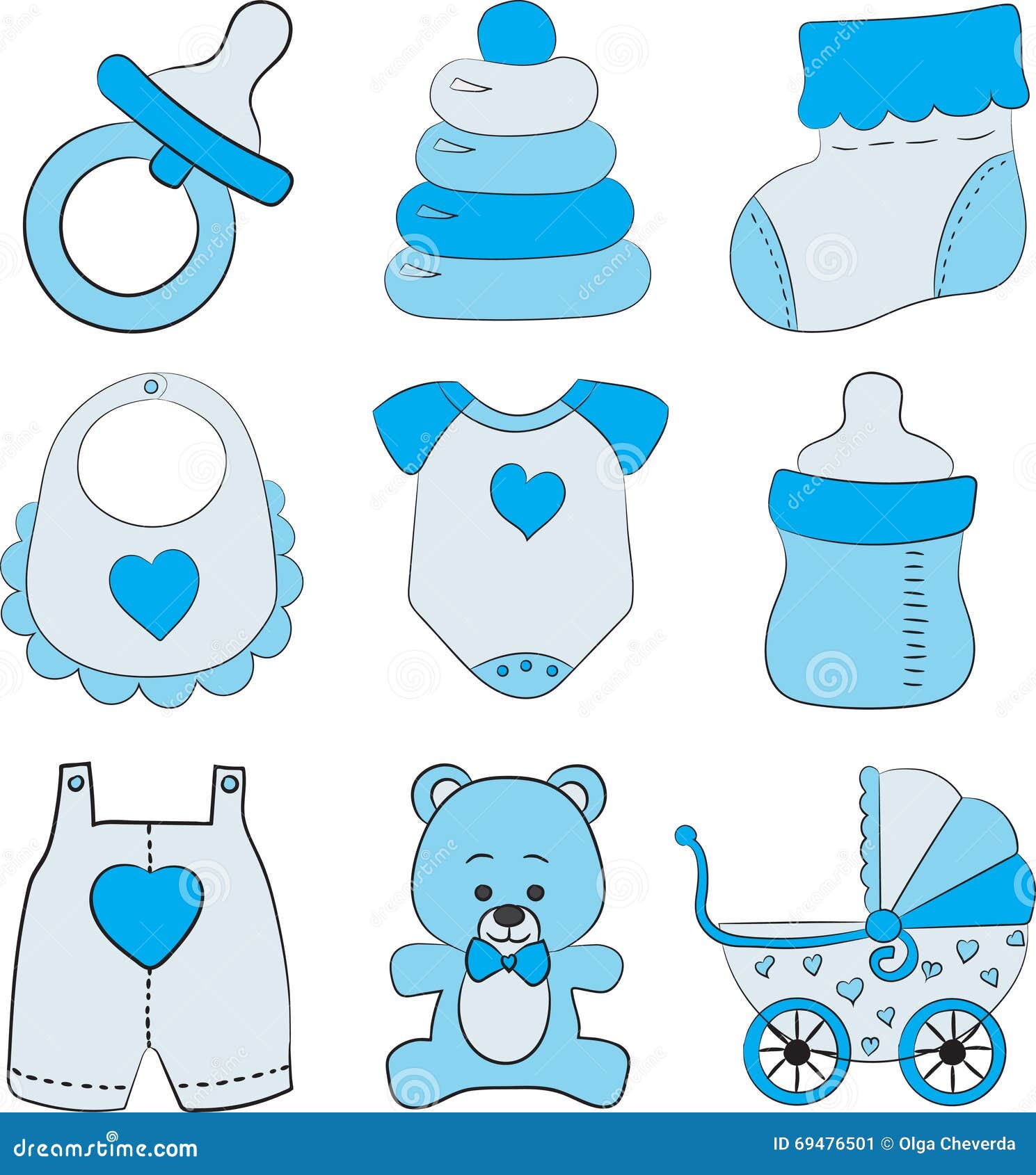 Ensemble D'accessoires De Bébé Garçon Illustration de Vecteur - Image ...