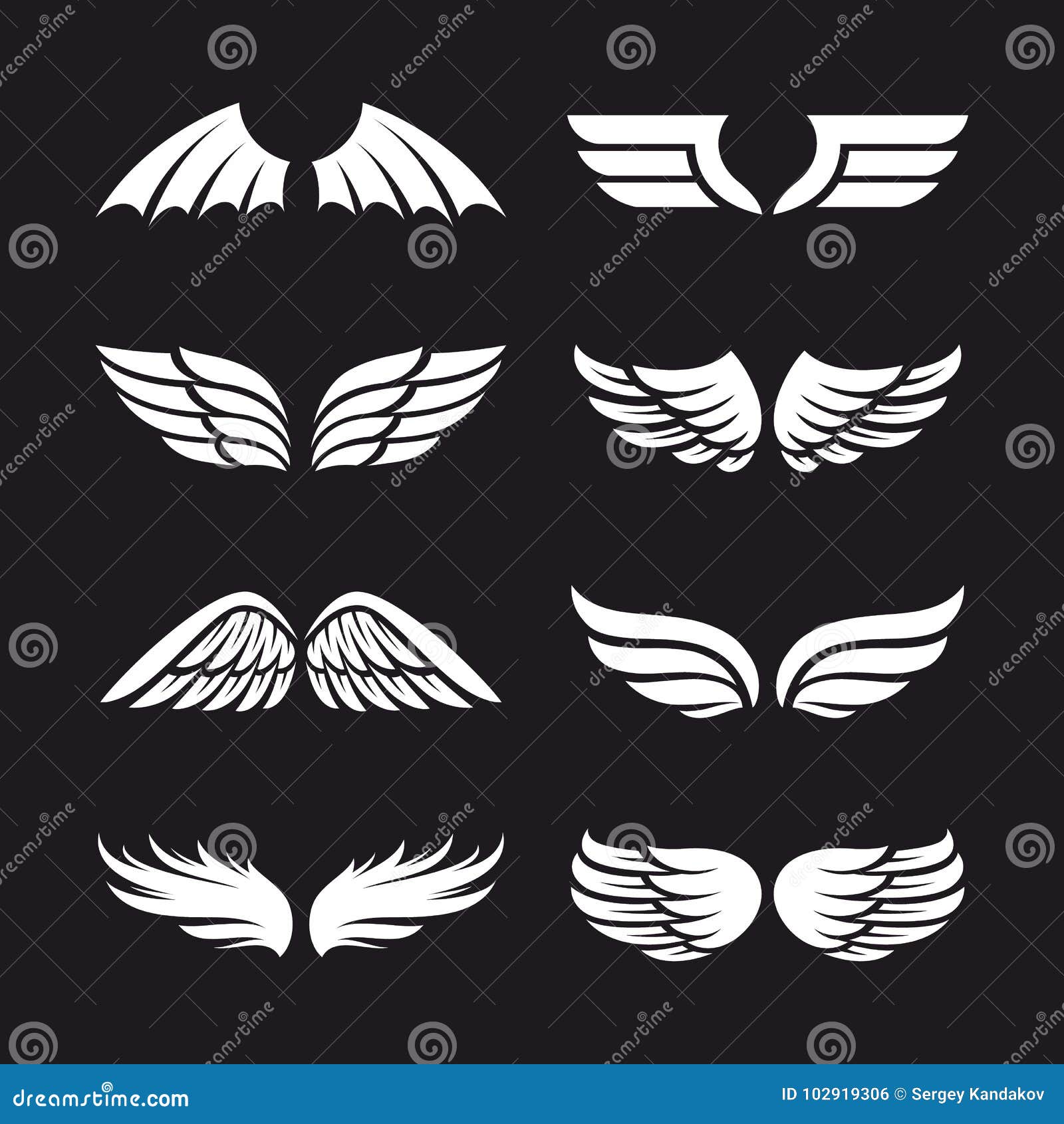 Ensemble D'ailes De Vecteur Illustration de Vecteur - Illustration du ...