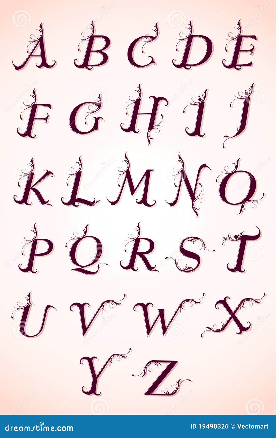 Ensemble D'alphabet De Calligraphie Illustration de Vecteur ...