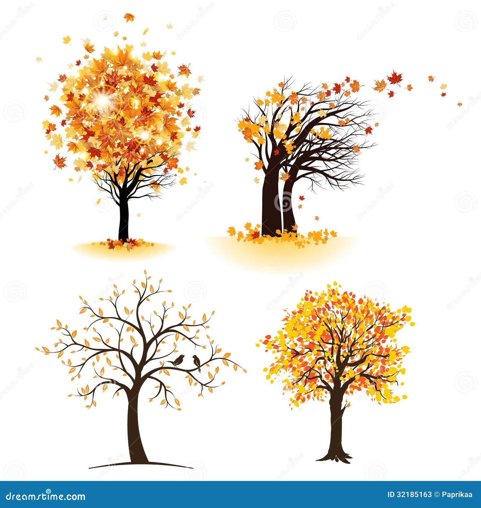 Ensemble d'arbre d'automne illustration de vecteur. Illustration du ...