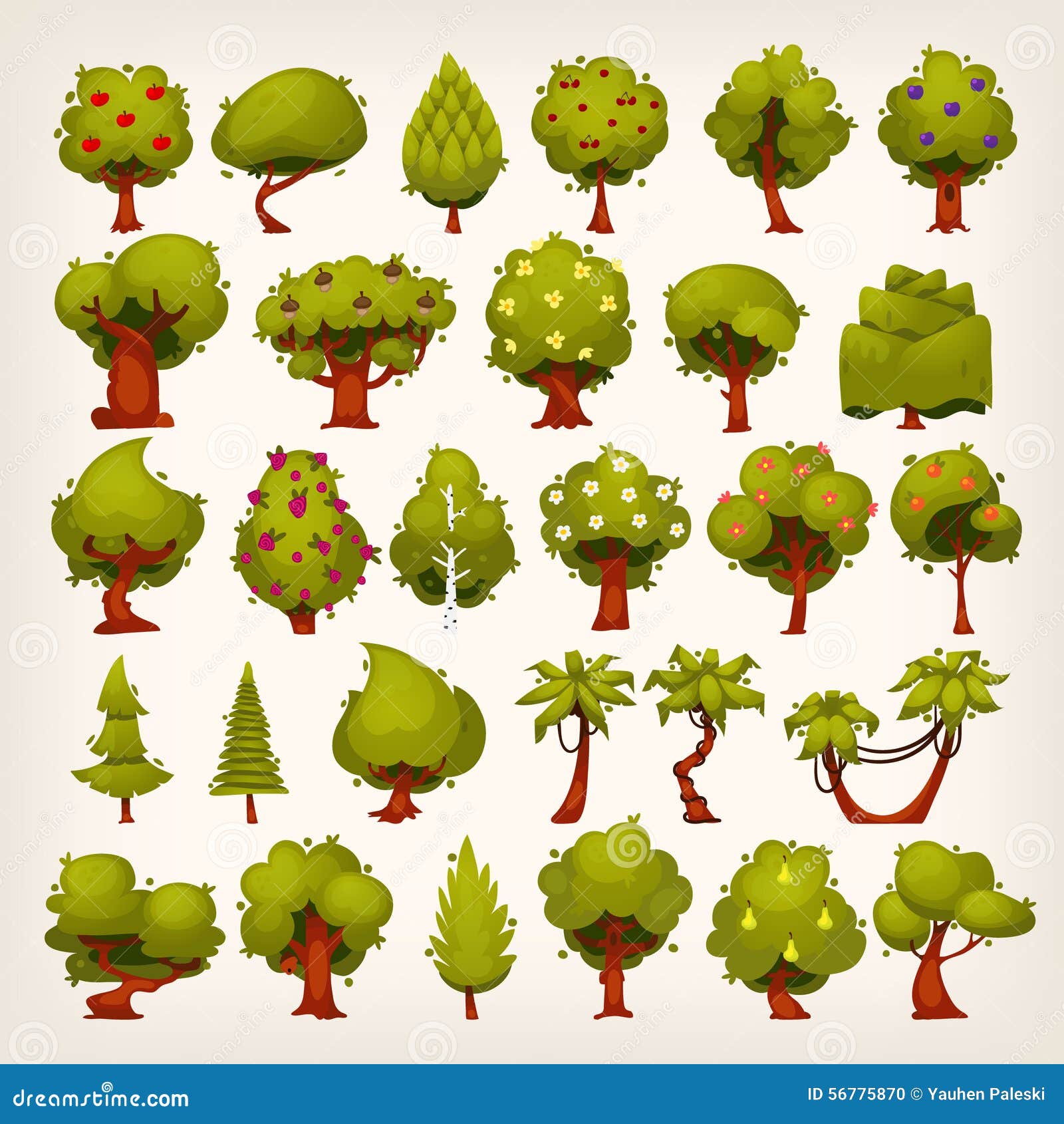 Ensemble d'arbres illustration de vecteur. Illustration du courbé ...