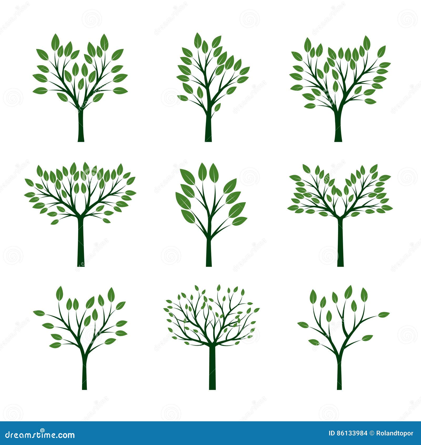 Ensemble Darbres Verts Illustration De Vecteur Illustration Stock