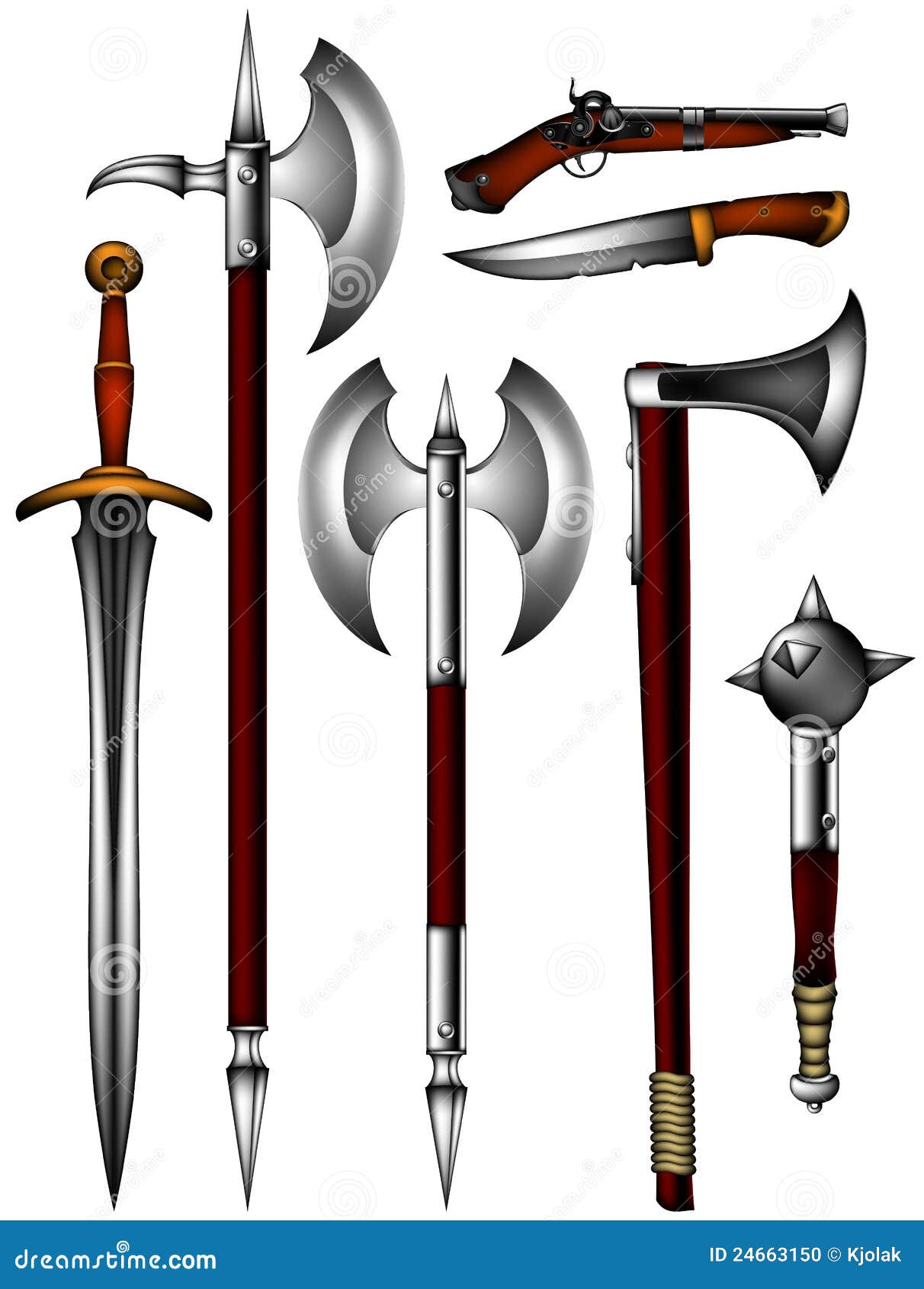 Ensemble d'arme antique illustration de vecteur. Illustration du objet ...