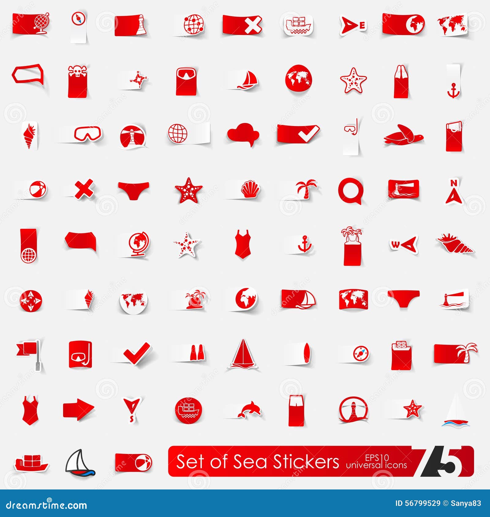 Ensemble D'autocollants De Mer Illustration de Vecteur - Illustration ...