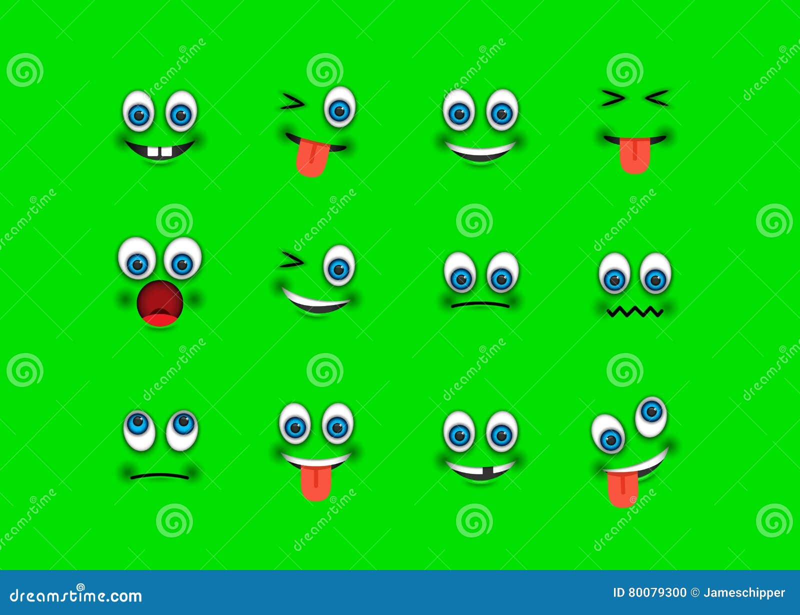 Ensemble d'Emoji illustration de vecteur. Illustration du vert - 80079300