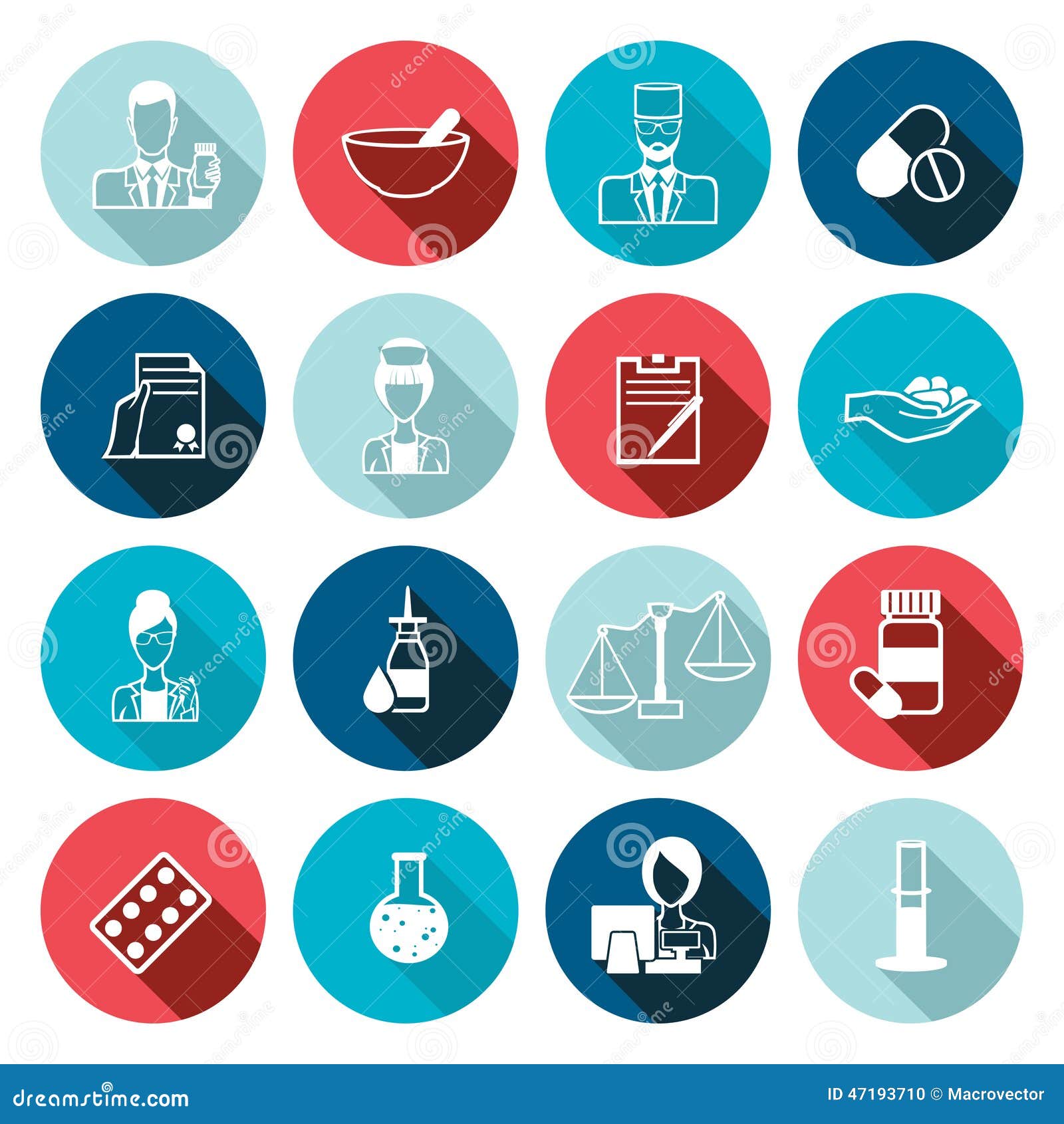 Ensemble D'ensemble D'icône De Pharmacien Illustration de Vecteur ...