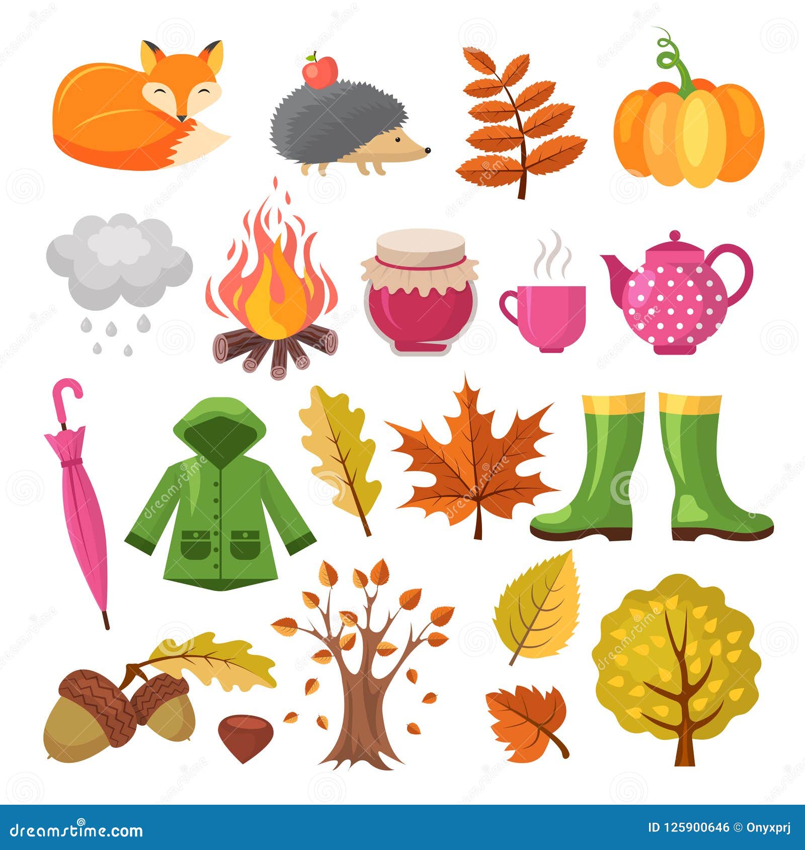 Ensemble D'icône D'automne Divers Symboles D'automne Illustration de ...