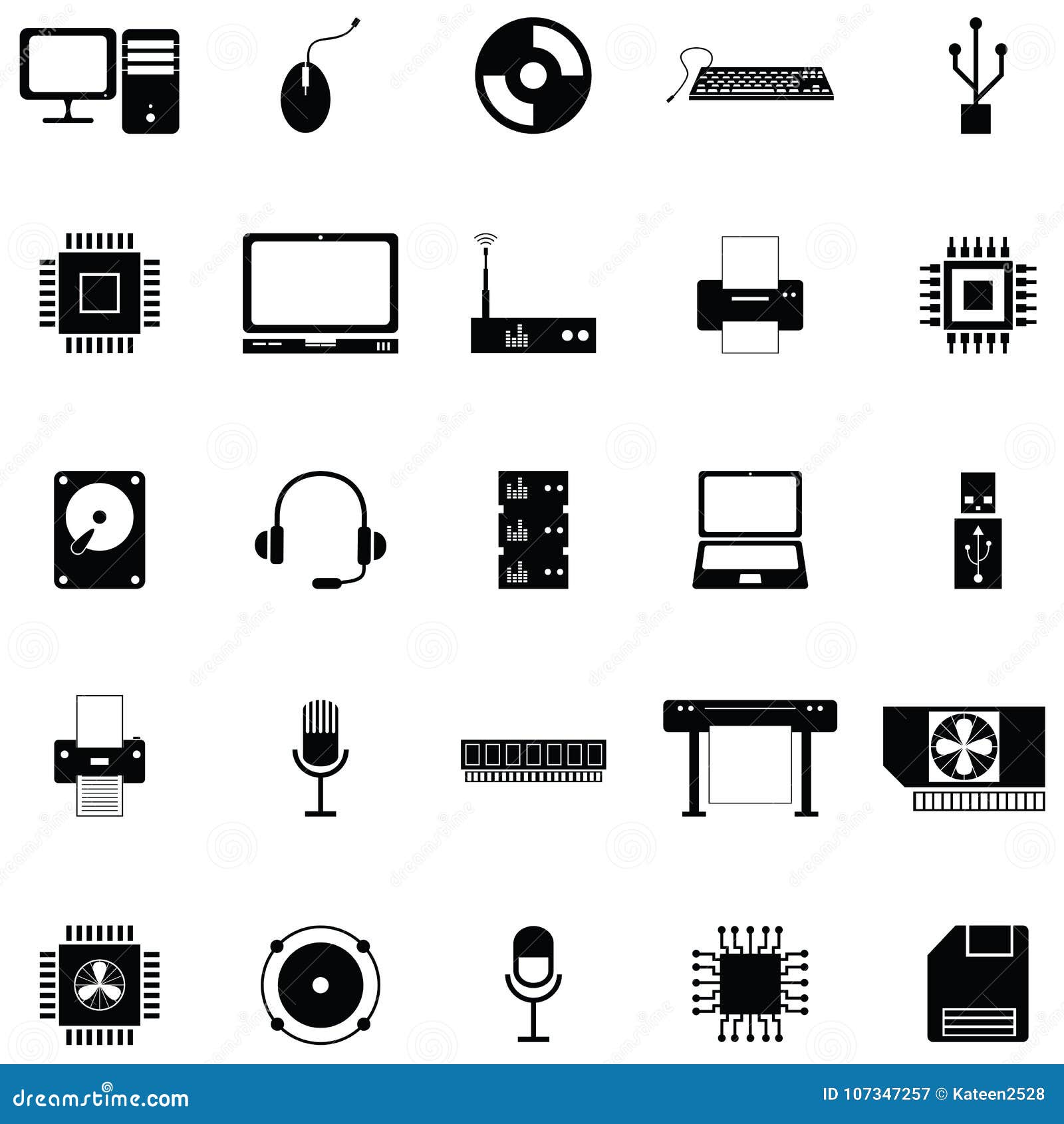 Ensemble D'icône De Matériel Informatique Illustration de Vecteur ...