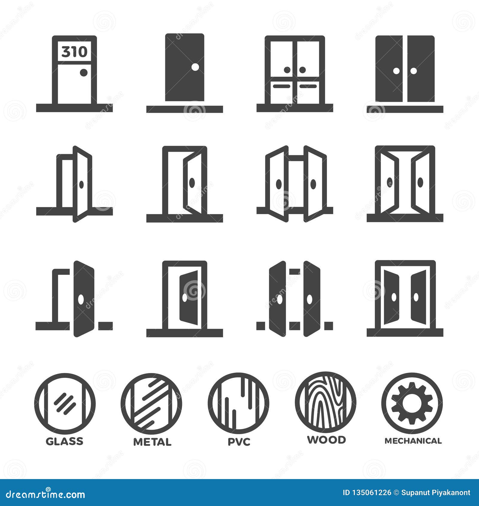 Ensemble d'icône de porte illustration de vecteur. Illustration du ...