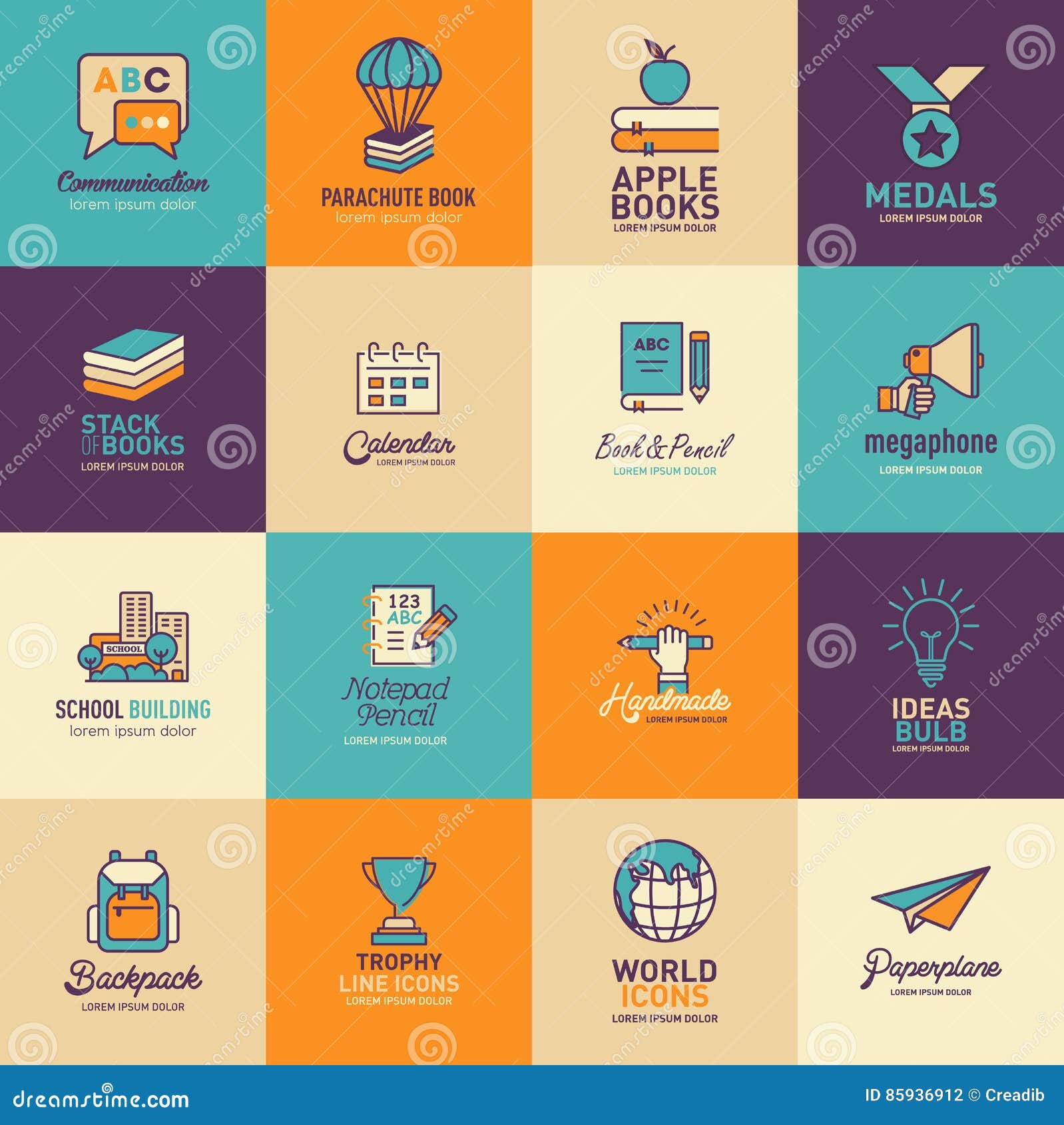 Ensemble D'icône D'éducation, Calibre De Conception De Logo ...