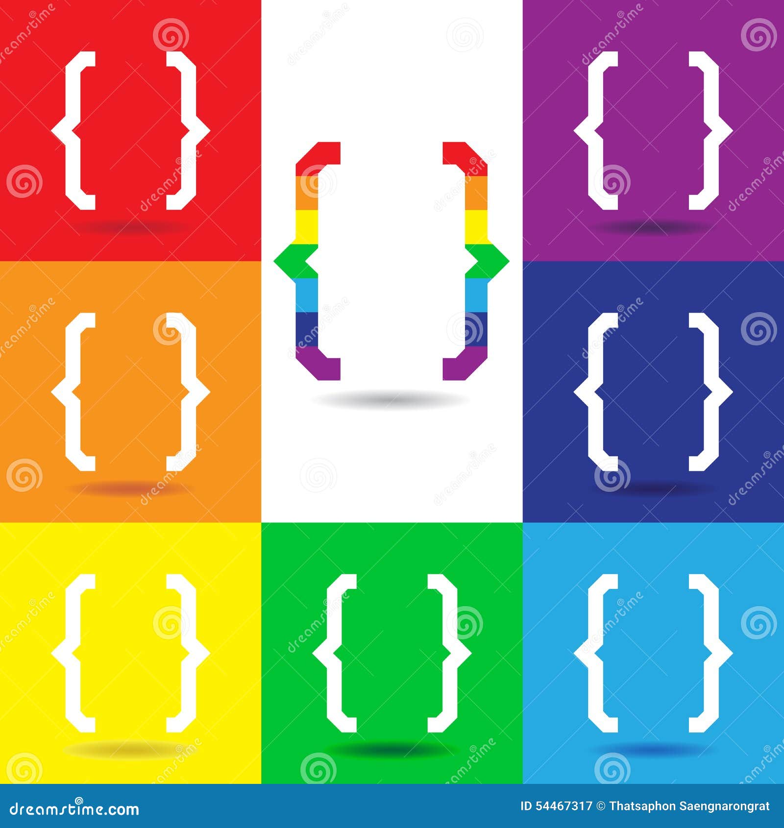 Ensemble D'icône D'accolade, Logo Coloré Illustration de Vecteur ...