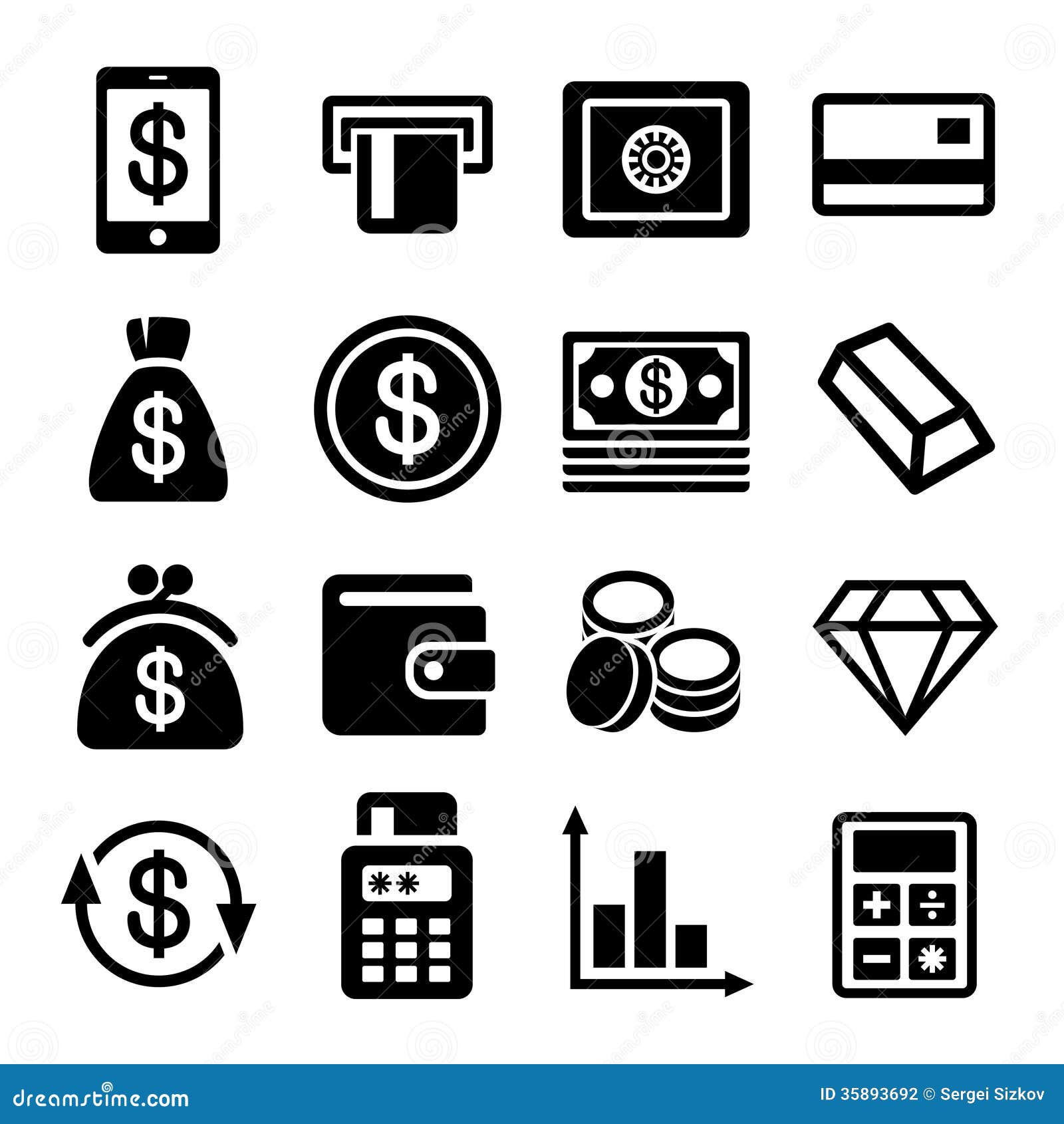 Ensemble D'icône D'argent Et De Banque Illustration de Vecteur ...