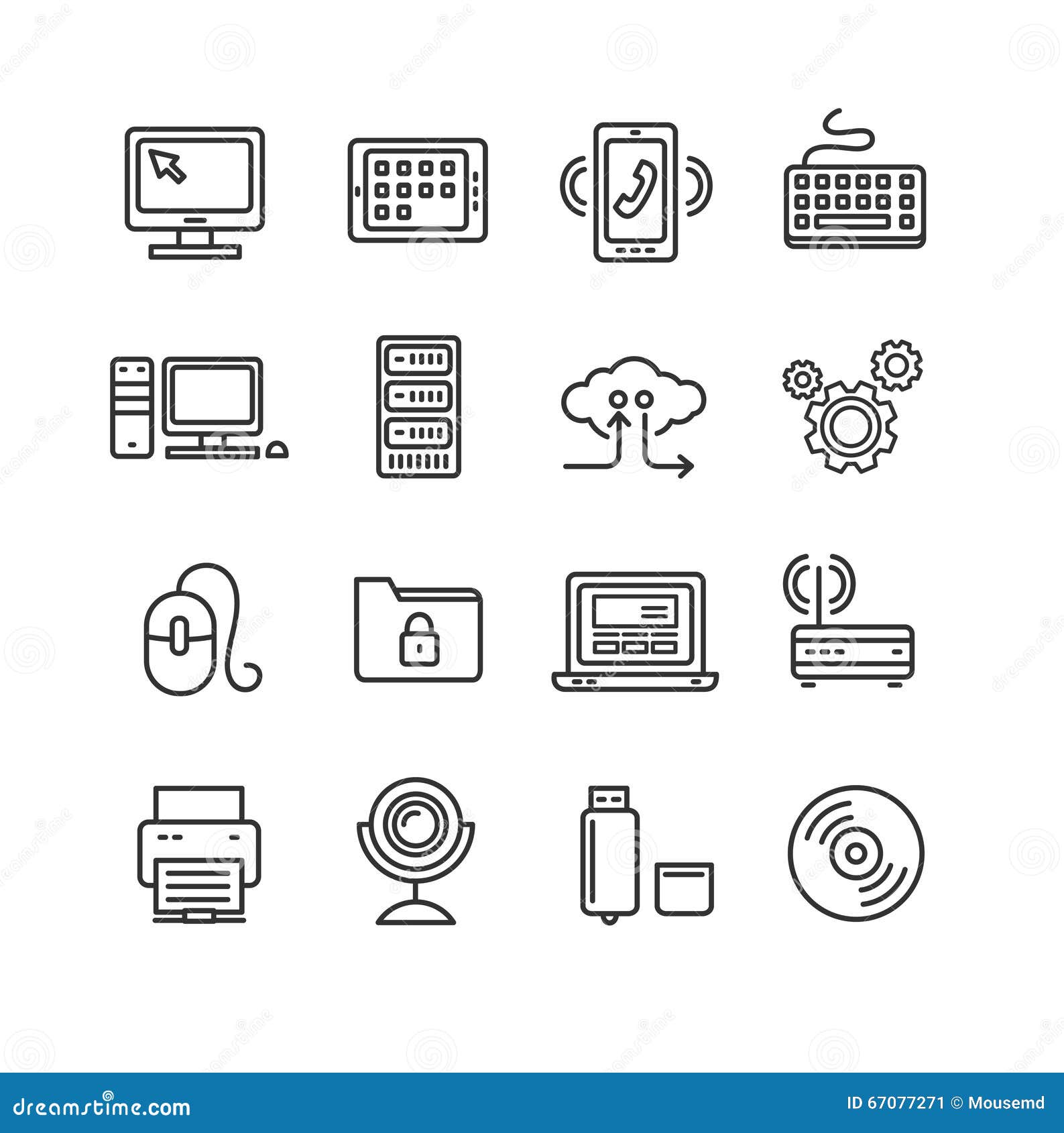 Ensemble D'icône D'ensemble D'informatique Vecteur Illustration de ...