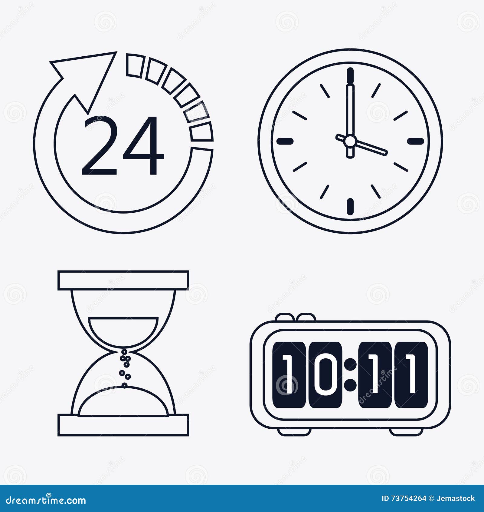 Ensemble D'icône D'horloges De Silhouette Conception De Temps Dessin De ...