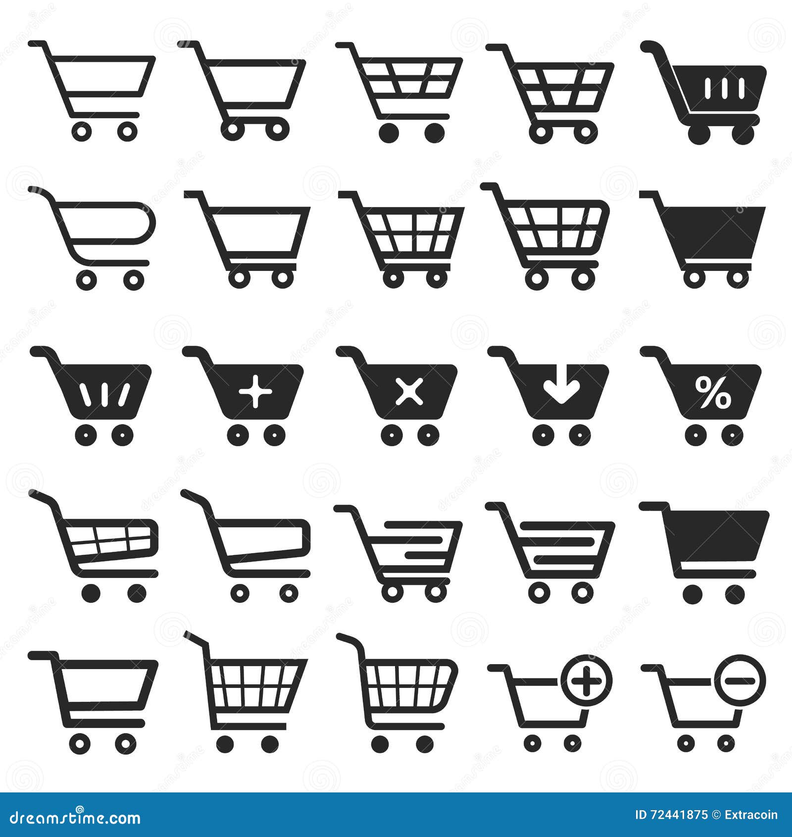 Ensemble d'icône de caddie illustration de vecteur. Illustration du ...