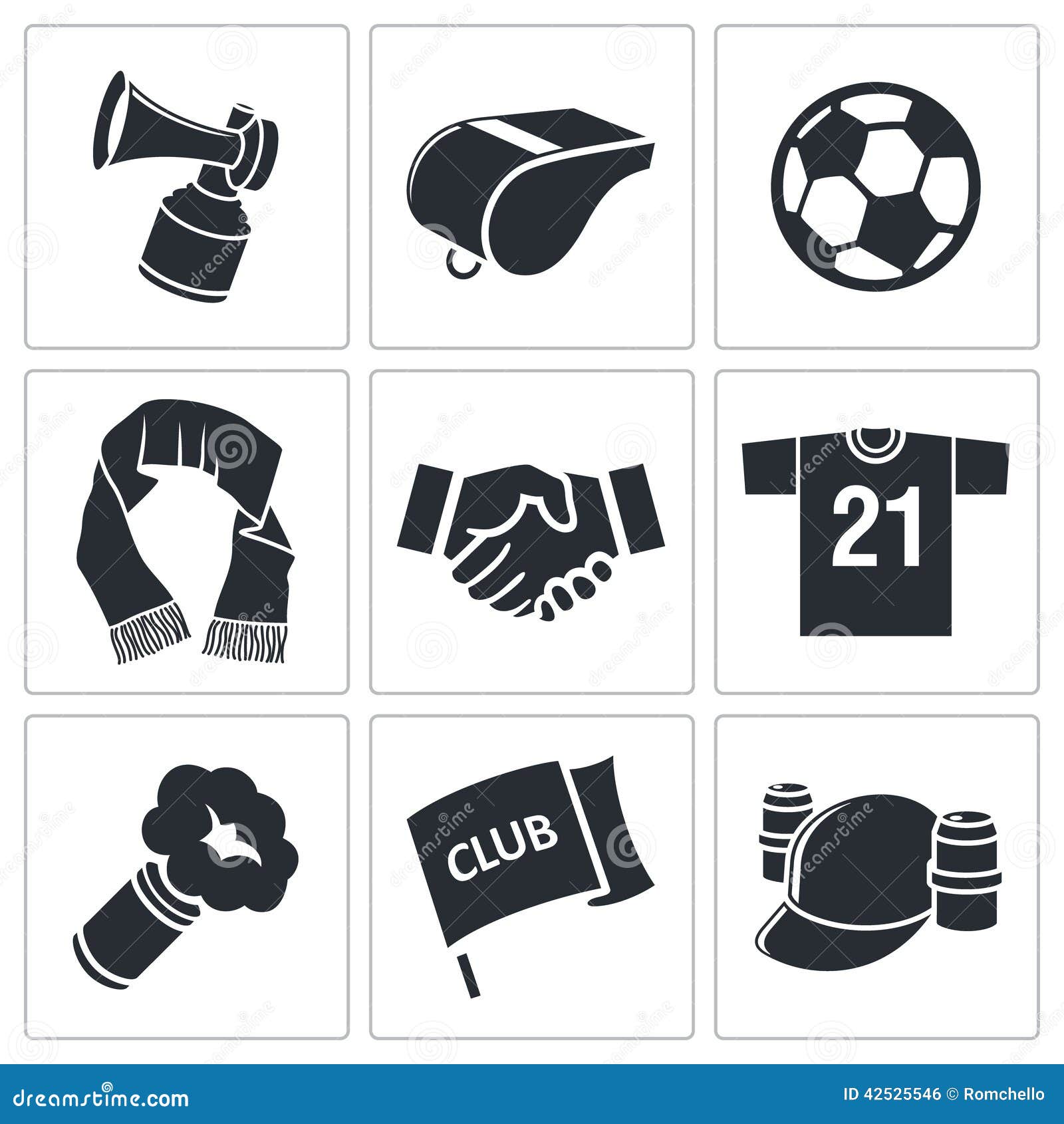 Ensemble D'icône De Fan De Foot D'attributs Illustration Stock ...