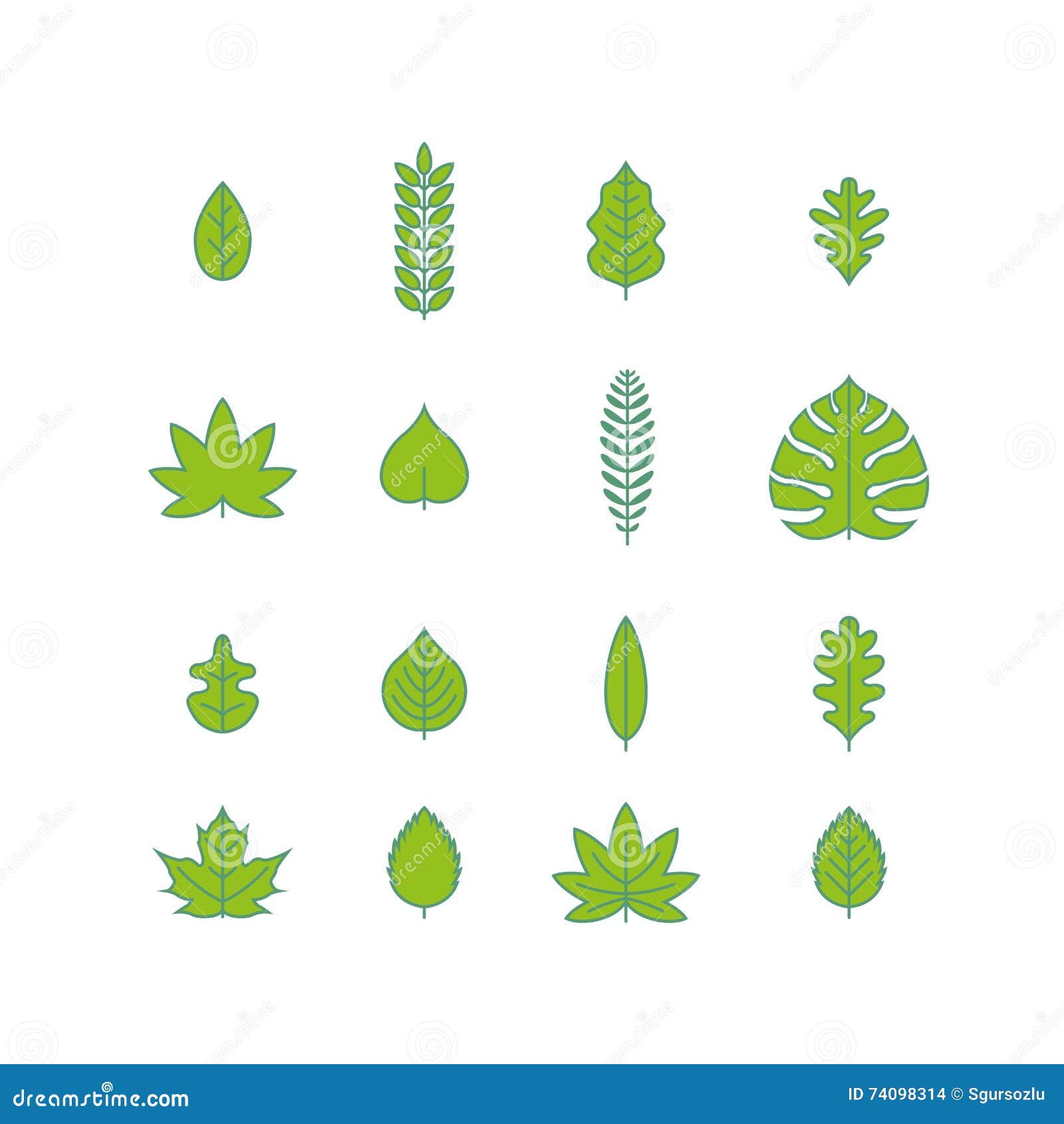 Ensemble D'icône De Feuille Illustration de Vecteur - Illustration du ...