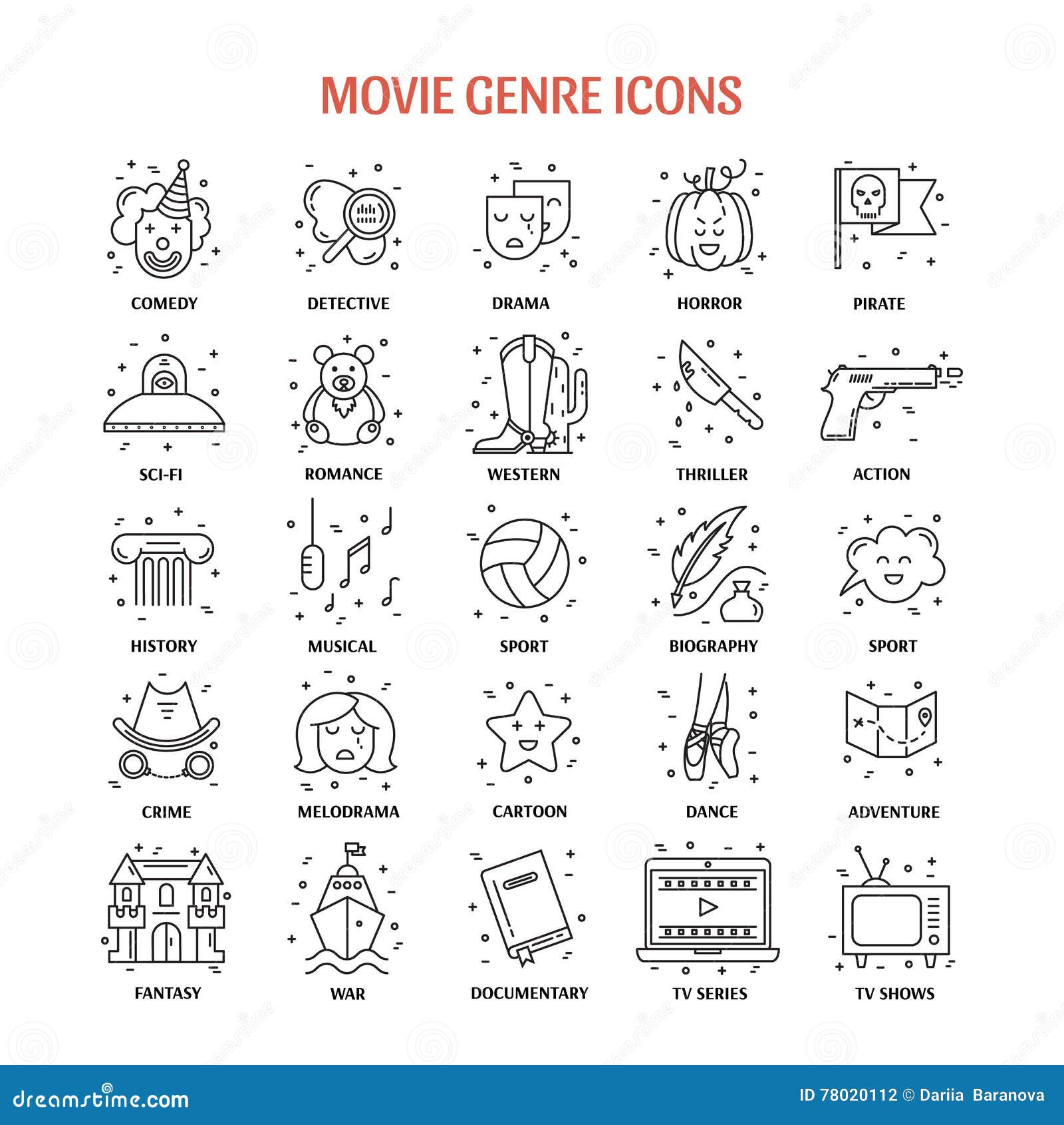 Ensemble D'icône De Genre De Film Illustration de Vecteur ...